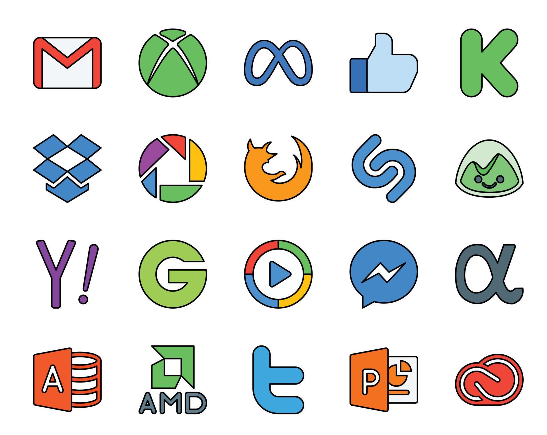 20 Social Media Icon Pack Including windows media player search dropbox ...