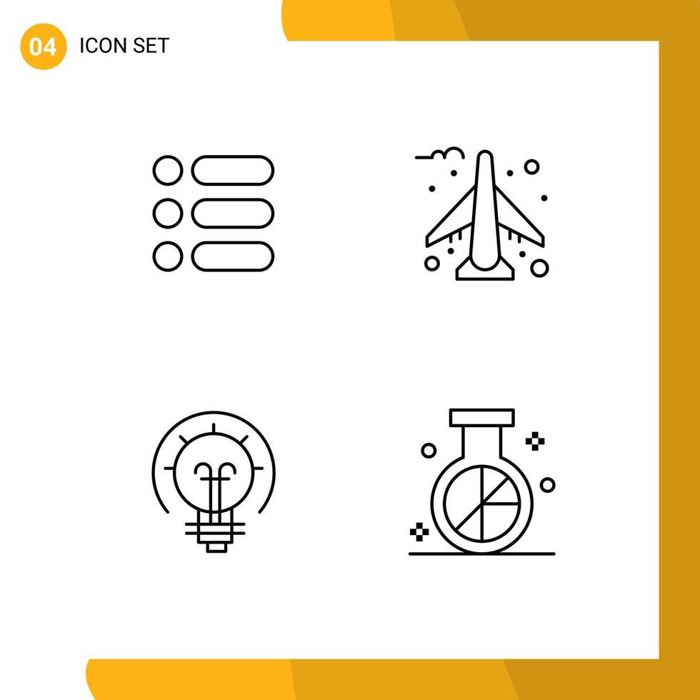 User Interface Pack Of 4 Basic Filledline Flat Colors Of List Idea Write Plane Engine Editable