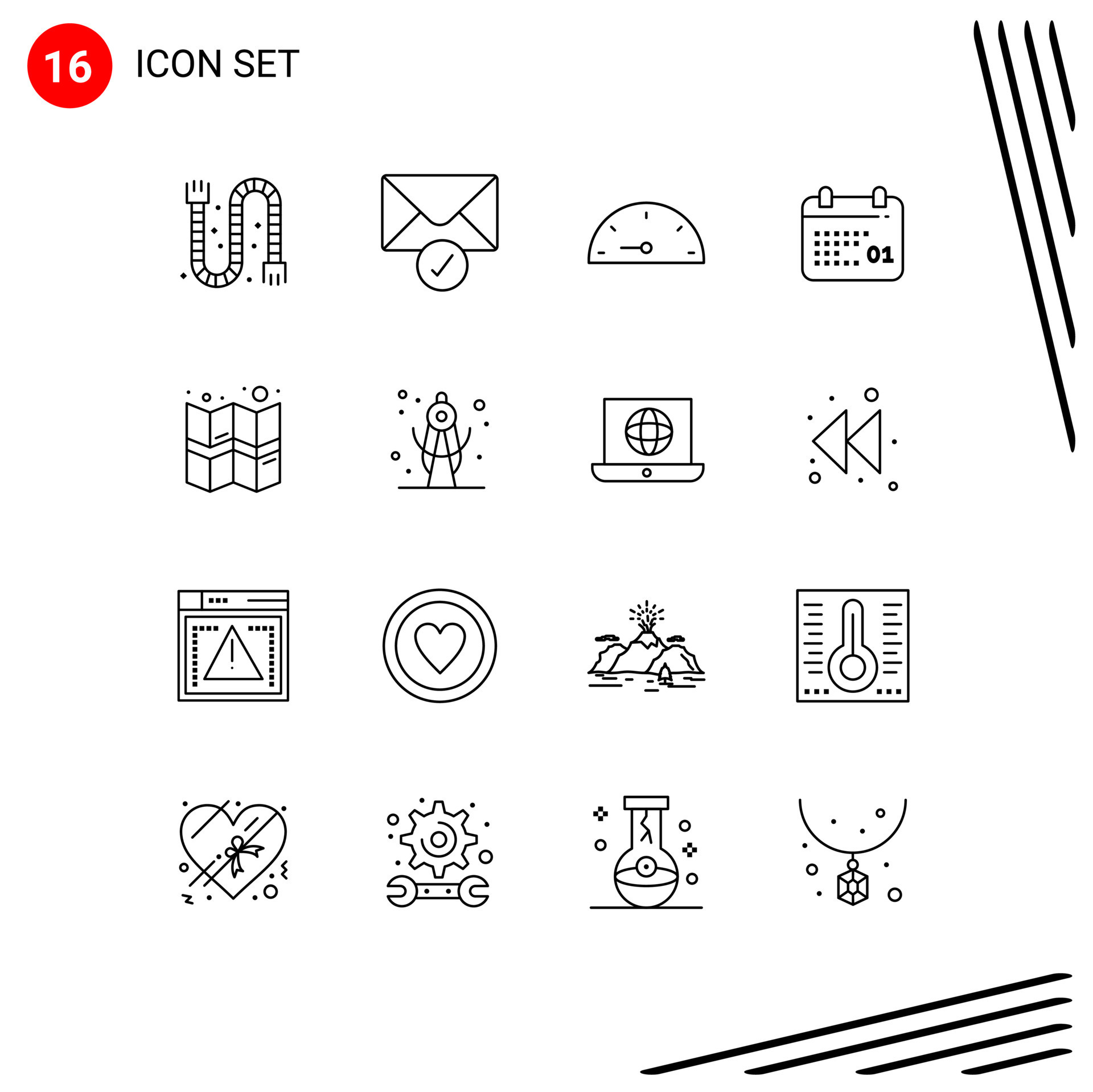 Set Of 16 Vector Outlines On Grid For Divider Location Gauge Gps Date Editable Vector Design