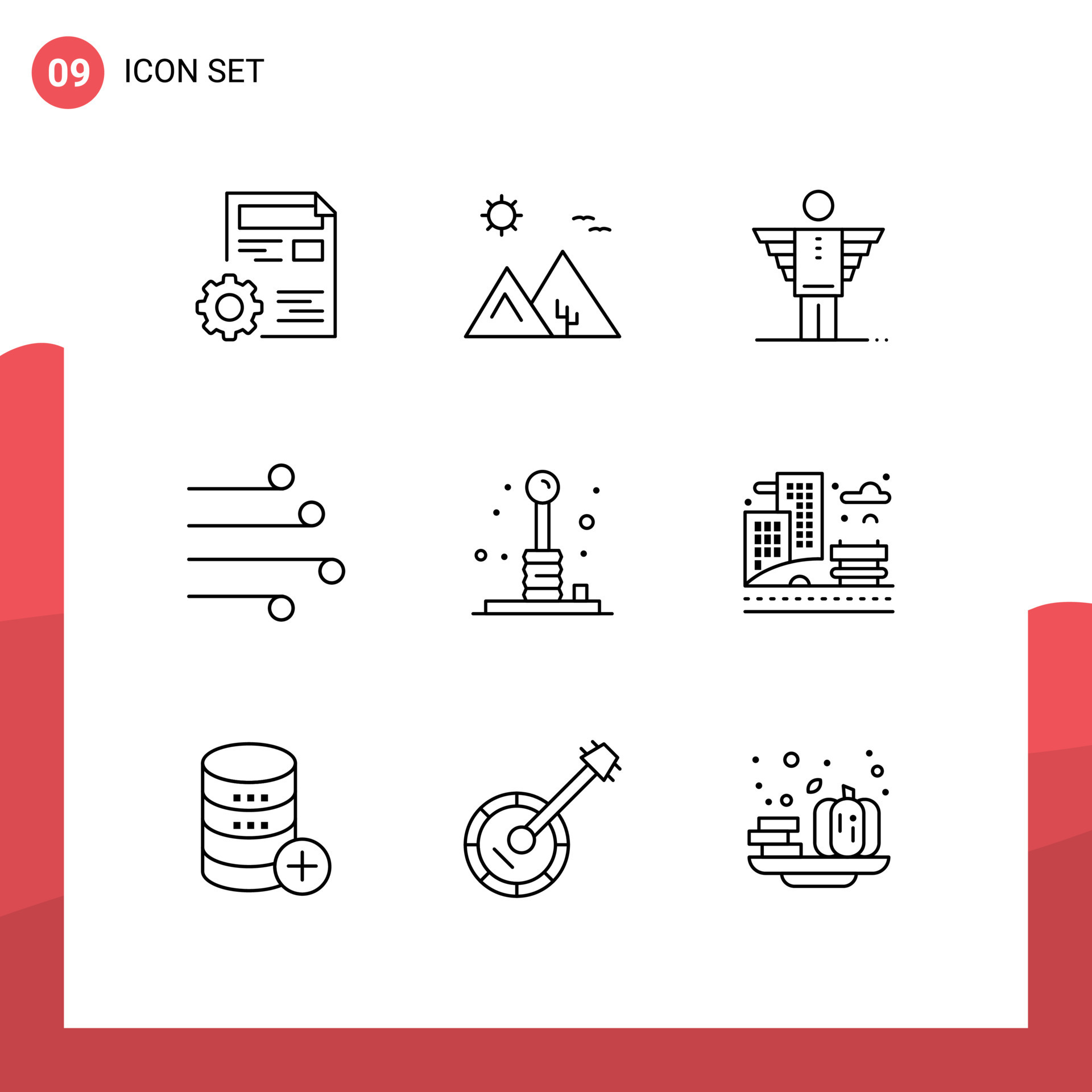 Stock Vector Icon Pack of 9 Line Signs and Symbols for climate air egypt investor career ...