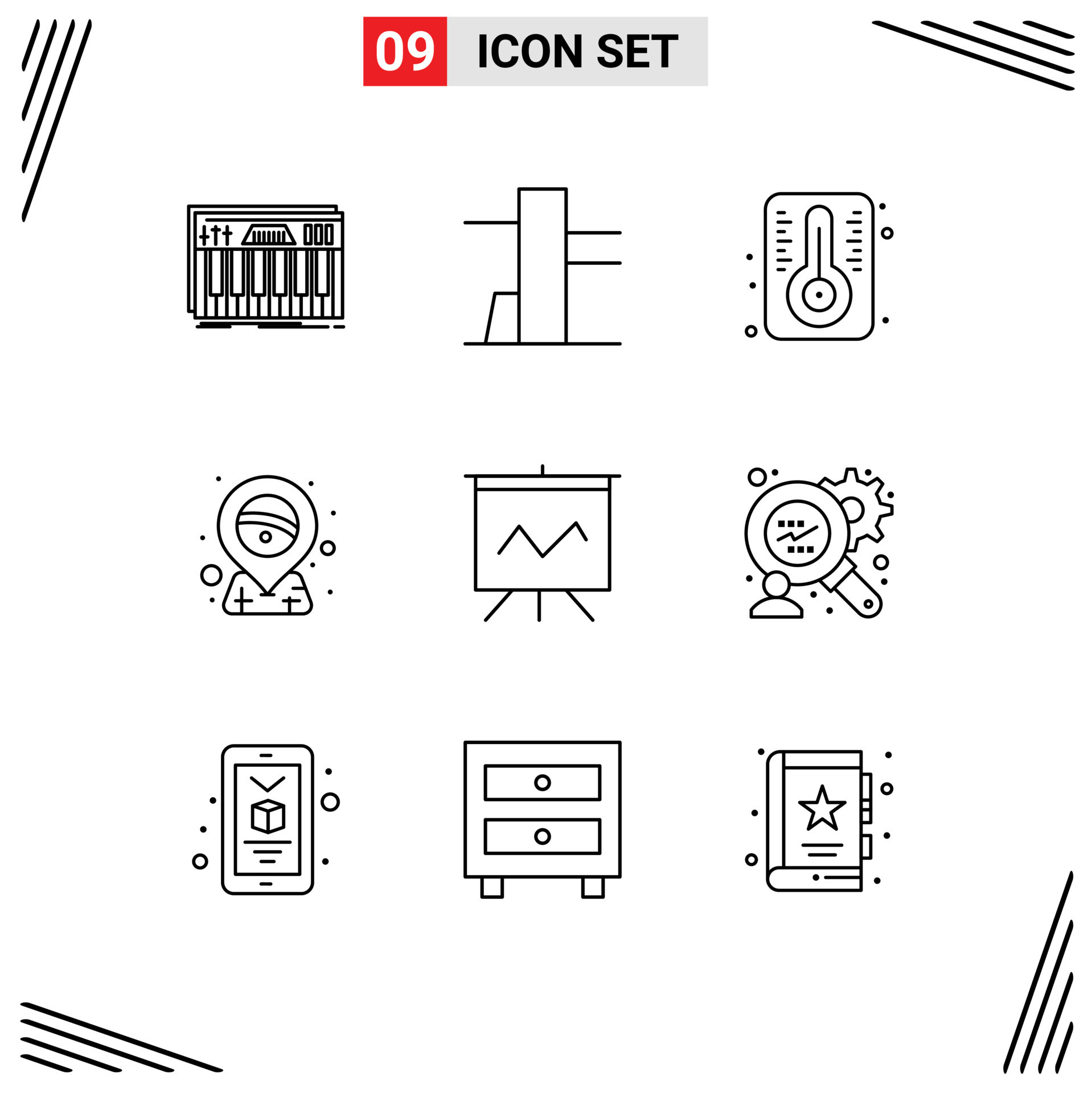 9 Thematic Vector Outlines And Editable Symbols Of Finance Analysis