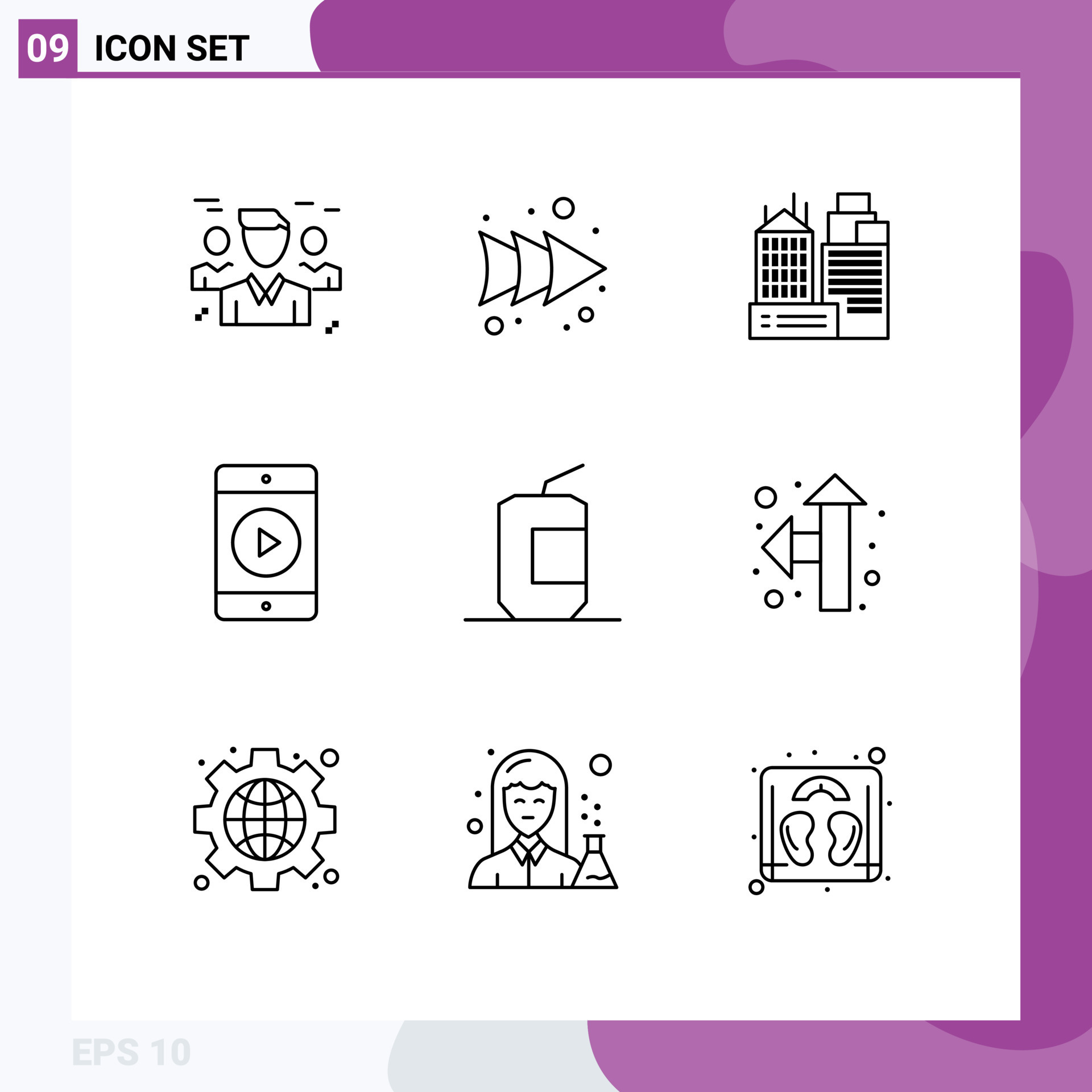 9 User Interface Outline Pack Of Modern Signs And Symbols Of Drink Coca Building Play Mobile