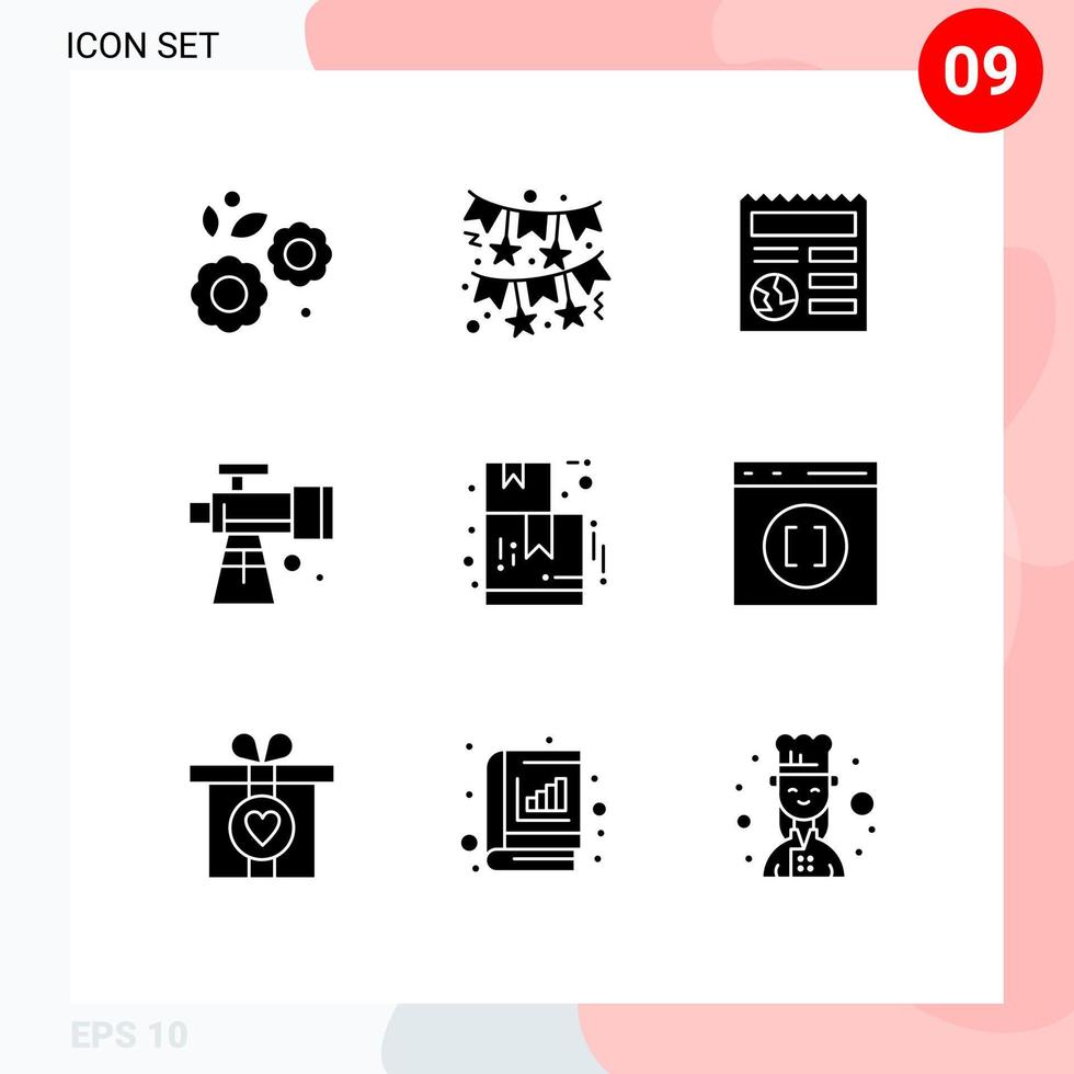 User Interface Pack Of 9 Basic Solid Glyphs Of Ecommerce Telescope Basic Space Astronomy