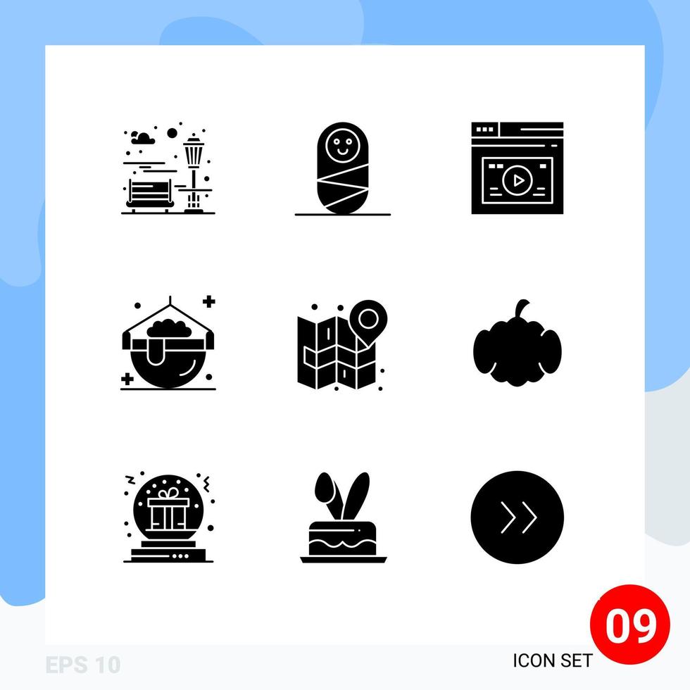 Conjunto De 9 9 Moderno Ui íconos Símbolos Señales Para Marca Ciudad