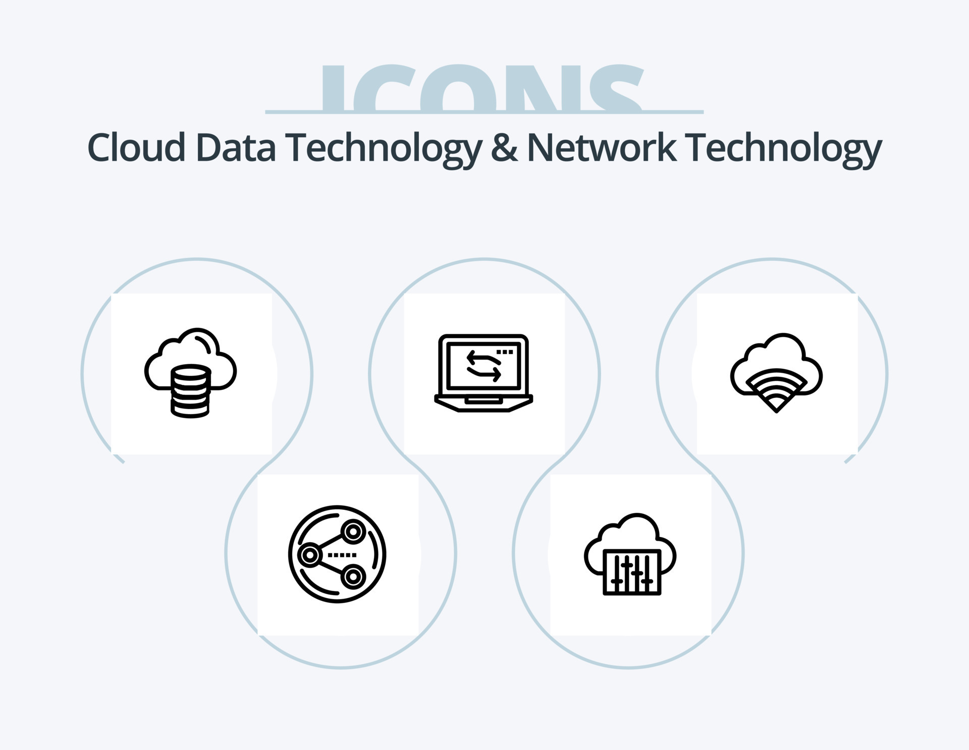 Cloud Data Technology And Network Technology Line Icon Pack 5 Icon