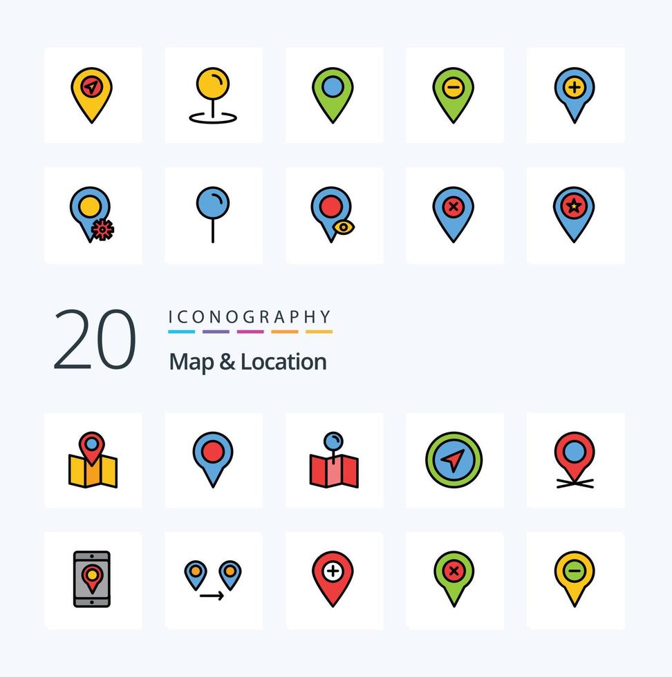 20 Map Location Line Filled Color Icon Pack Like Location Pin Location Navigation Location
