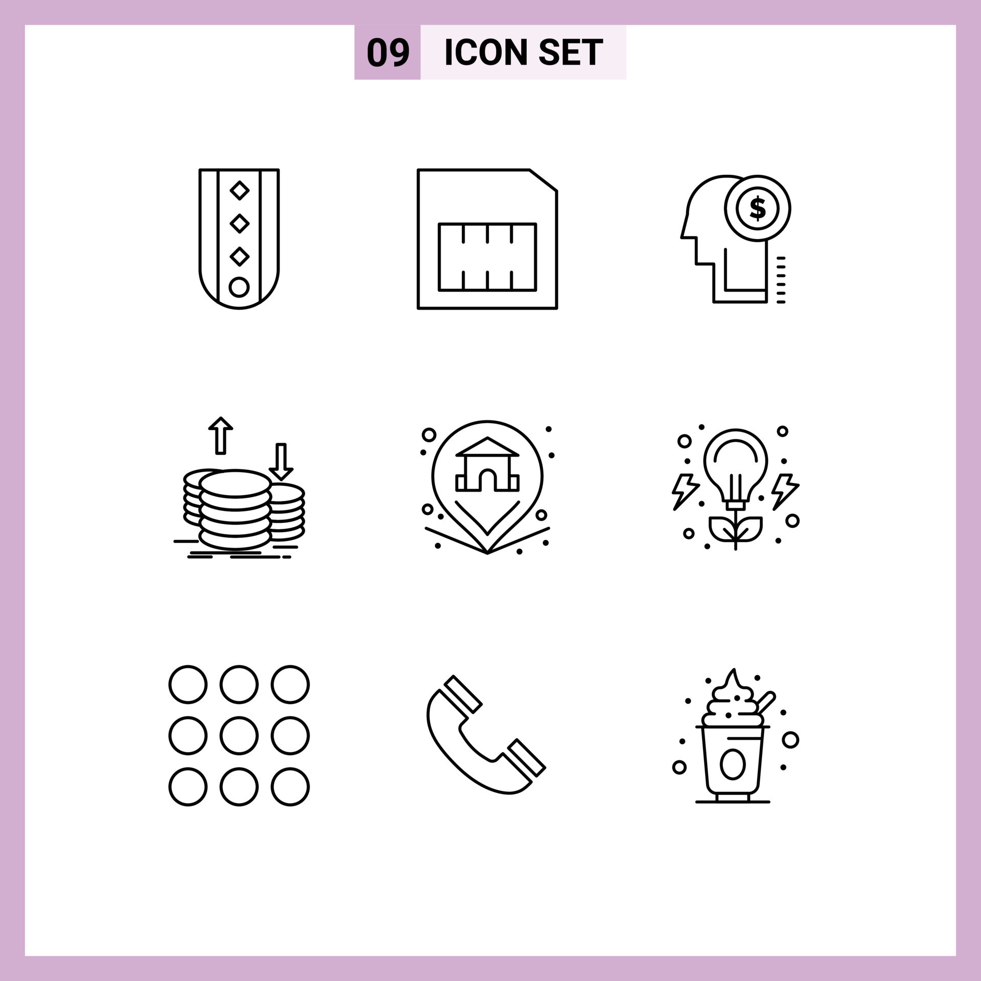 Conjunto De 9 9 Moderno Ui íconos Símbolos Señales Para Ubicación Oro