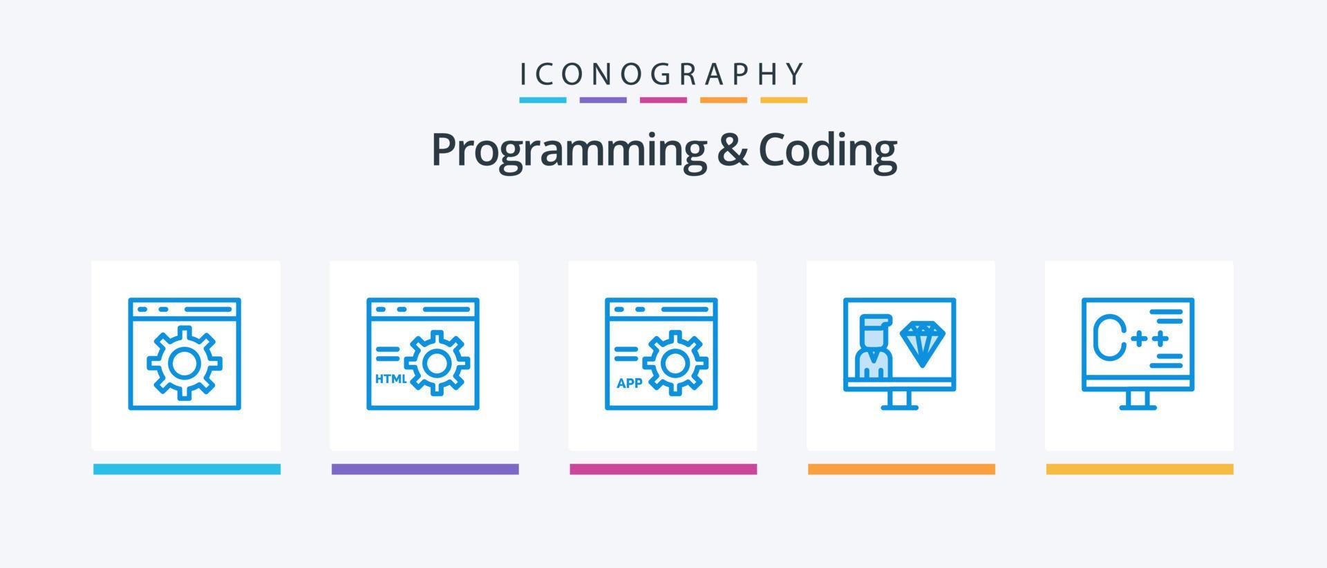Programming And Coding Blue 5 Icon Pack Including Develop Coding Development Programming