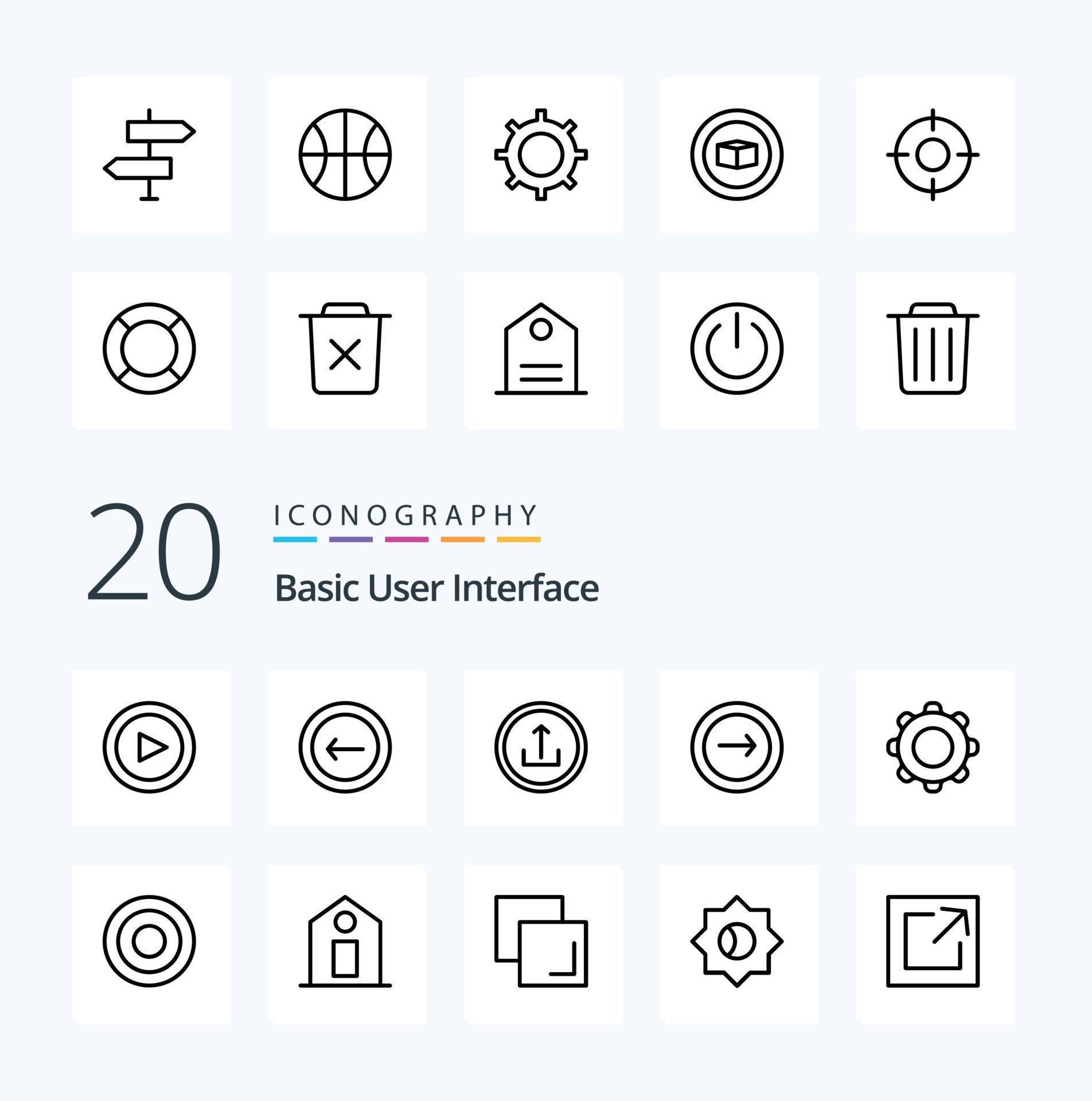 20 Basic Line icon Pack like label line application interface navigation 19656691 Vector Art at ...