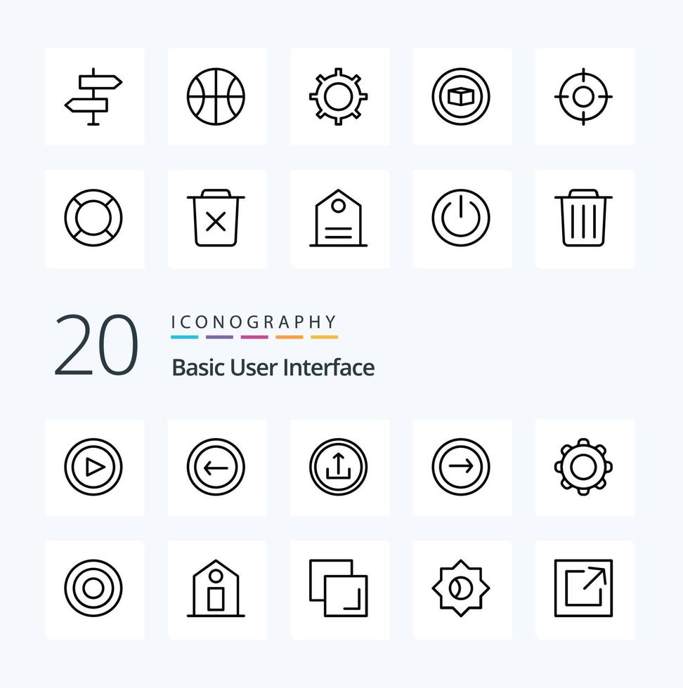 20 Basic Line icon Pack like label line application interface ...