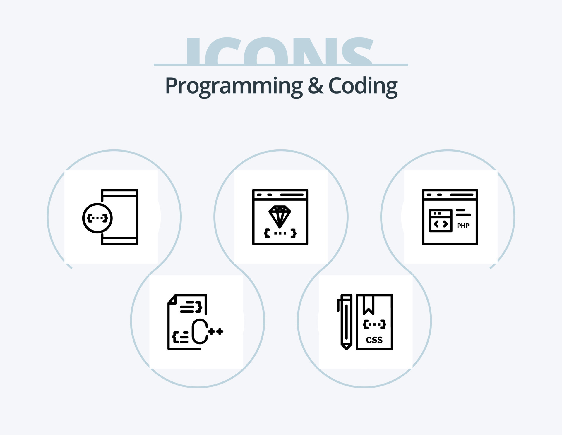 Programming And Coding Line Icon Pack 5 Icon Design Develop App