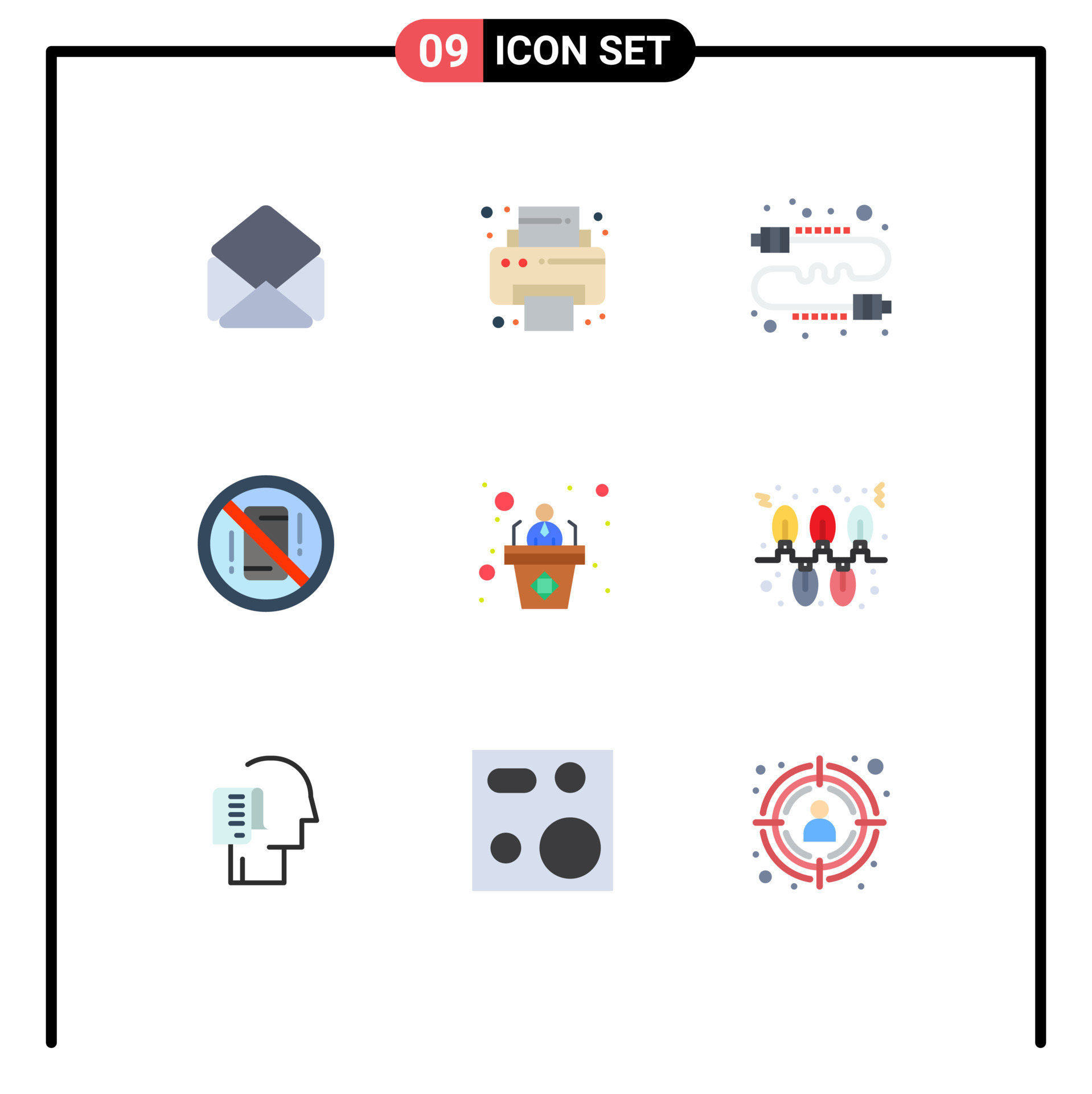 Conjunto De 9 9 Moderno Ui íconos Símbolos Señales Para Empleado