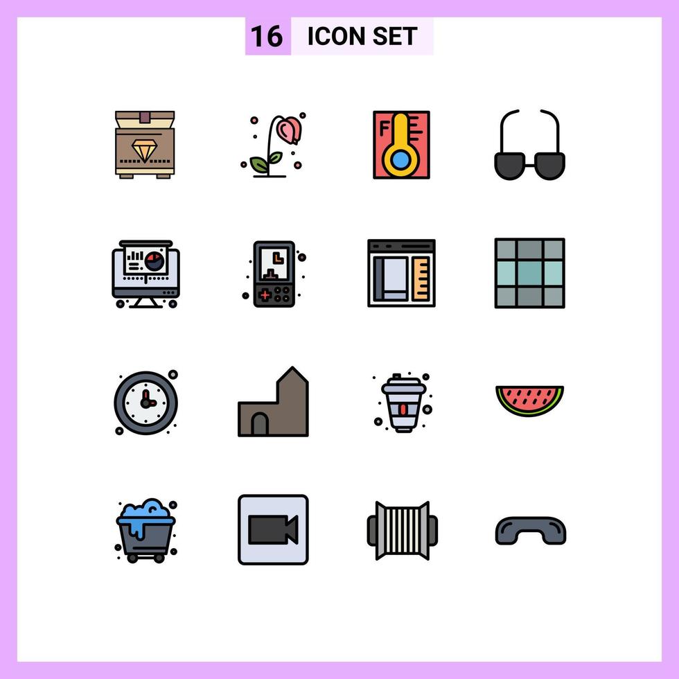 16 User Interface Flat Color Filled Line Pack of modern Signs and ...