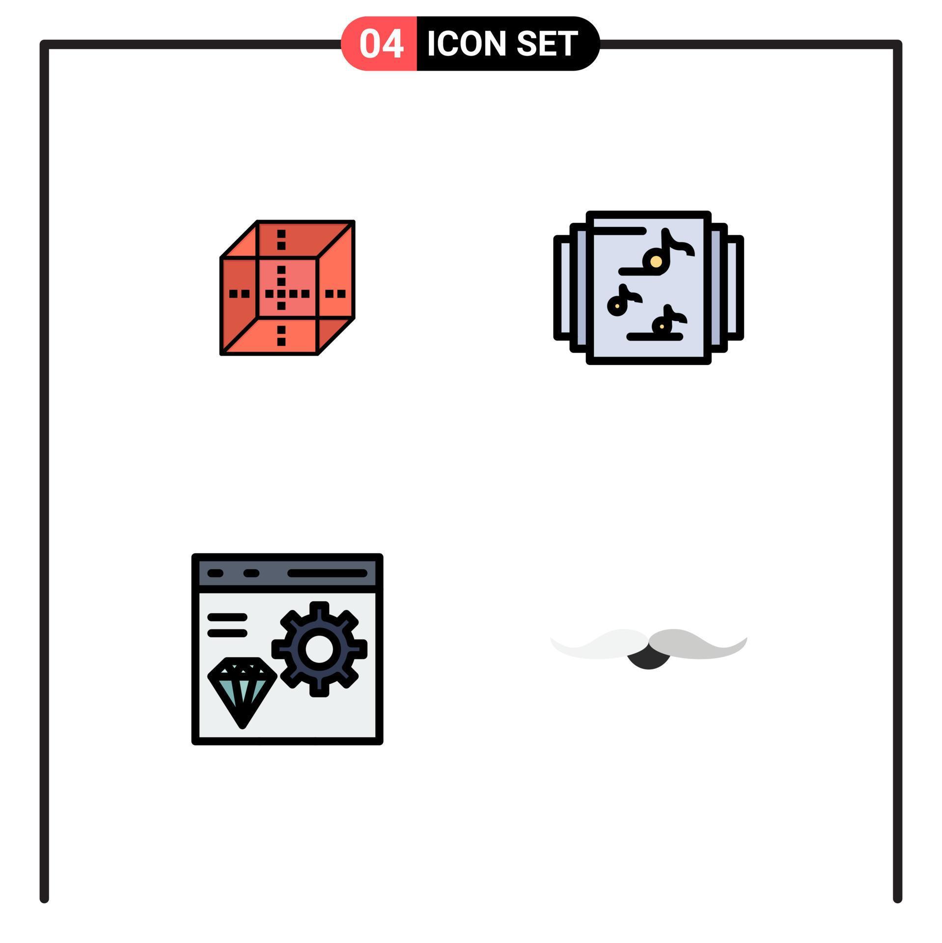 4 Creative Icons Modern Signs and Symbols of box coding shepping music ...