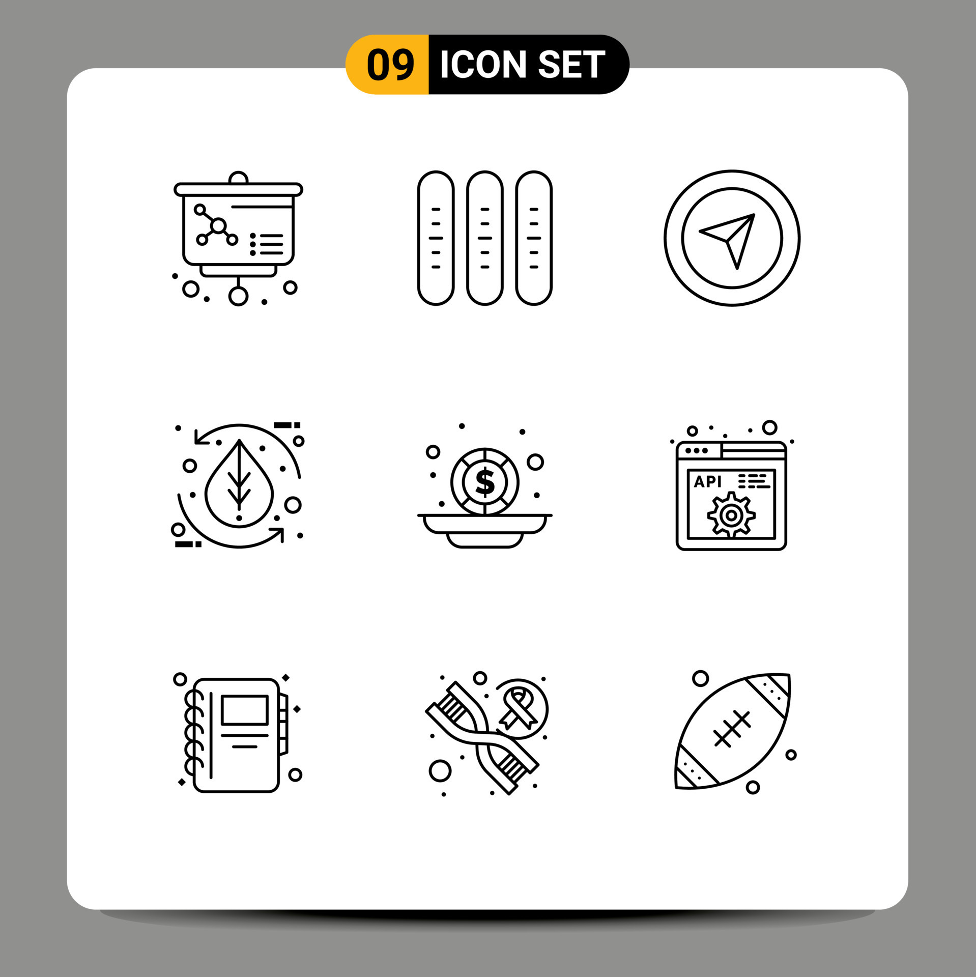 Set Of 9 Modern Ui Icons Symbols Signs For Investment Nature Cursor Leaf Ecology Editable Vector