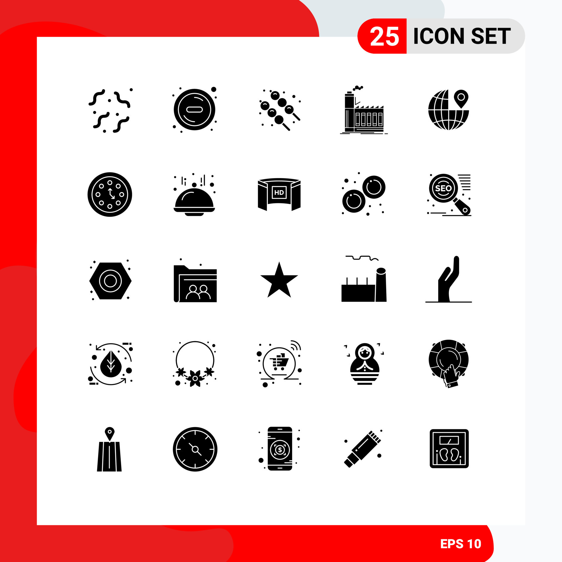 Stock Vector Icon Pack Of 25 Line Signs And Symbols For Pin Globe Food