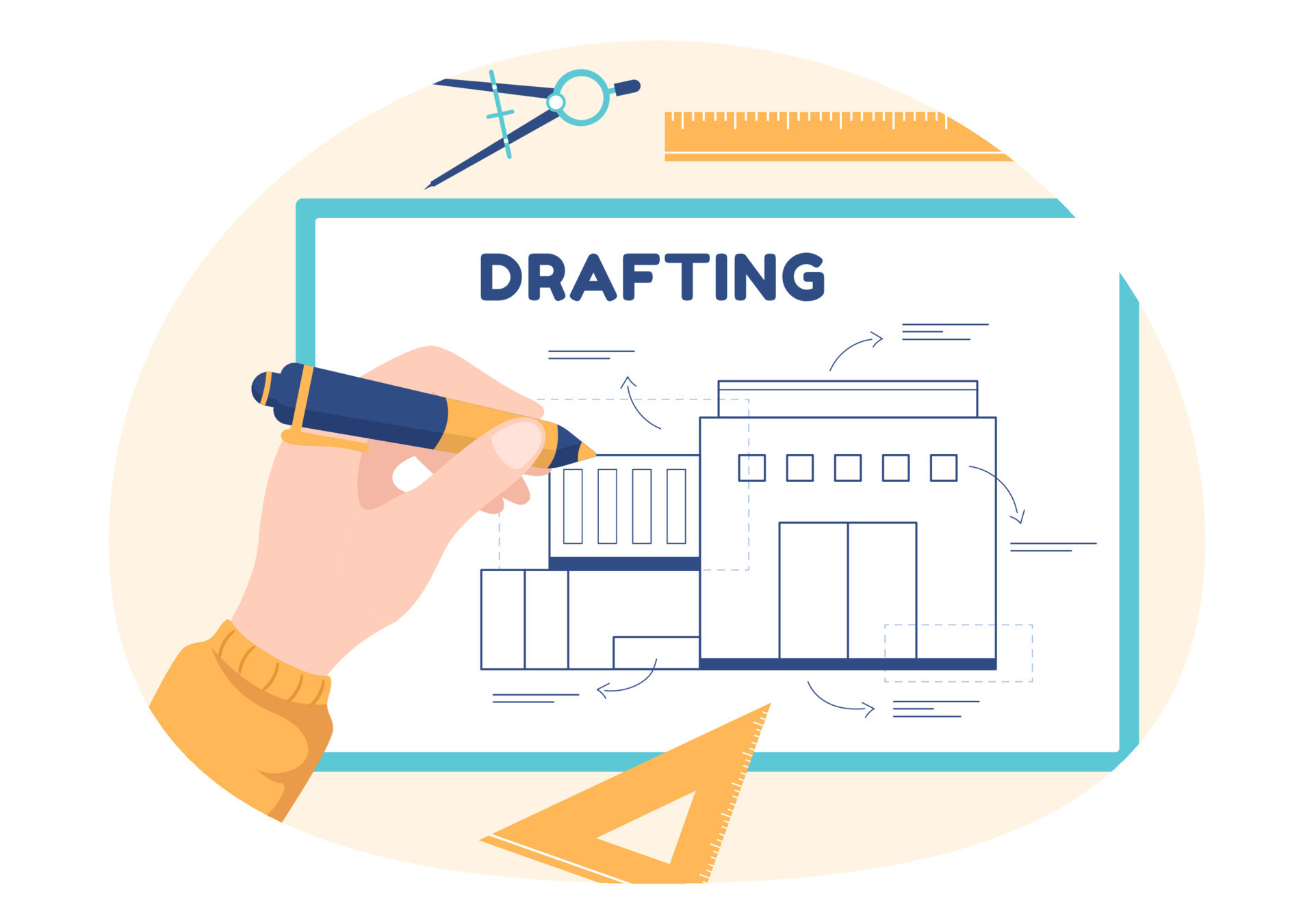 Drafting, Engineer or Architect Working on Drawing Board Projecting and ... Drafting, Engineer or Architect Working on Drawing Board Projecting and ...