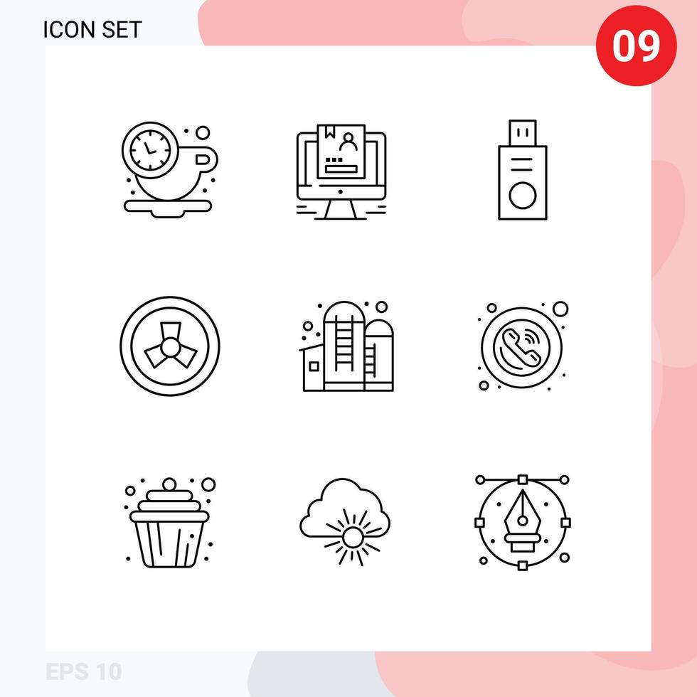 Set Of 9 Modern Ui Icons Symbols Signs For Grain Agriculture Cv Zombie Mutation Editable Vector