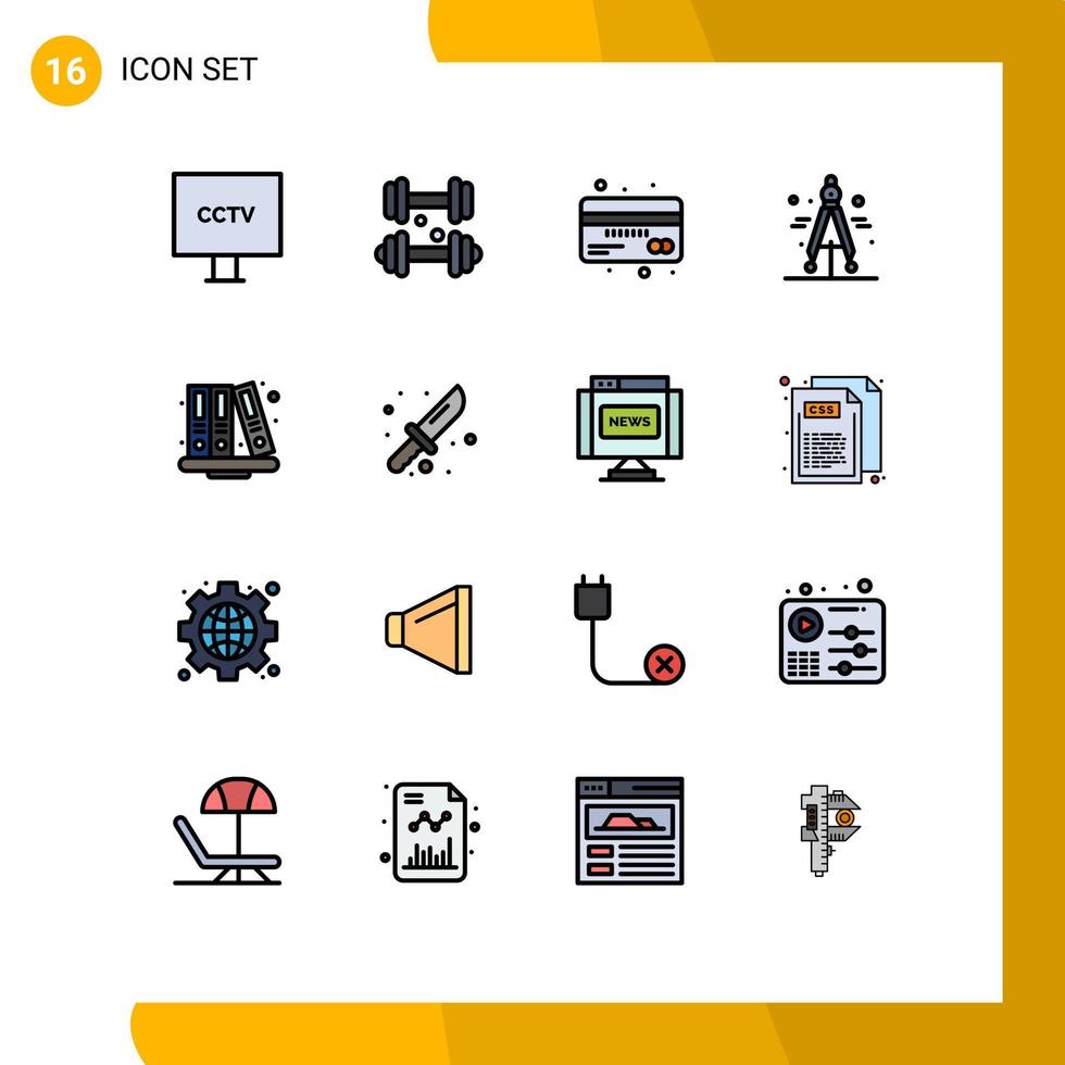 Editable Vector Line Pack of 16 Simple Flat Color Filled Lines of back ...