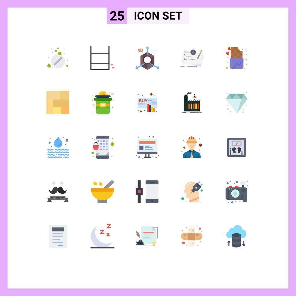 Set of 25 Modern UI Icons Symbols Signs for role mission coding map programing Editable Vector ...