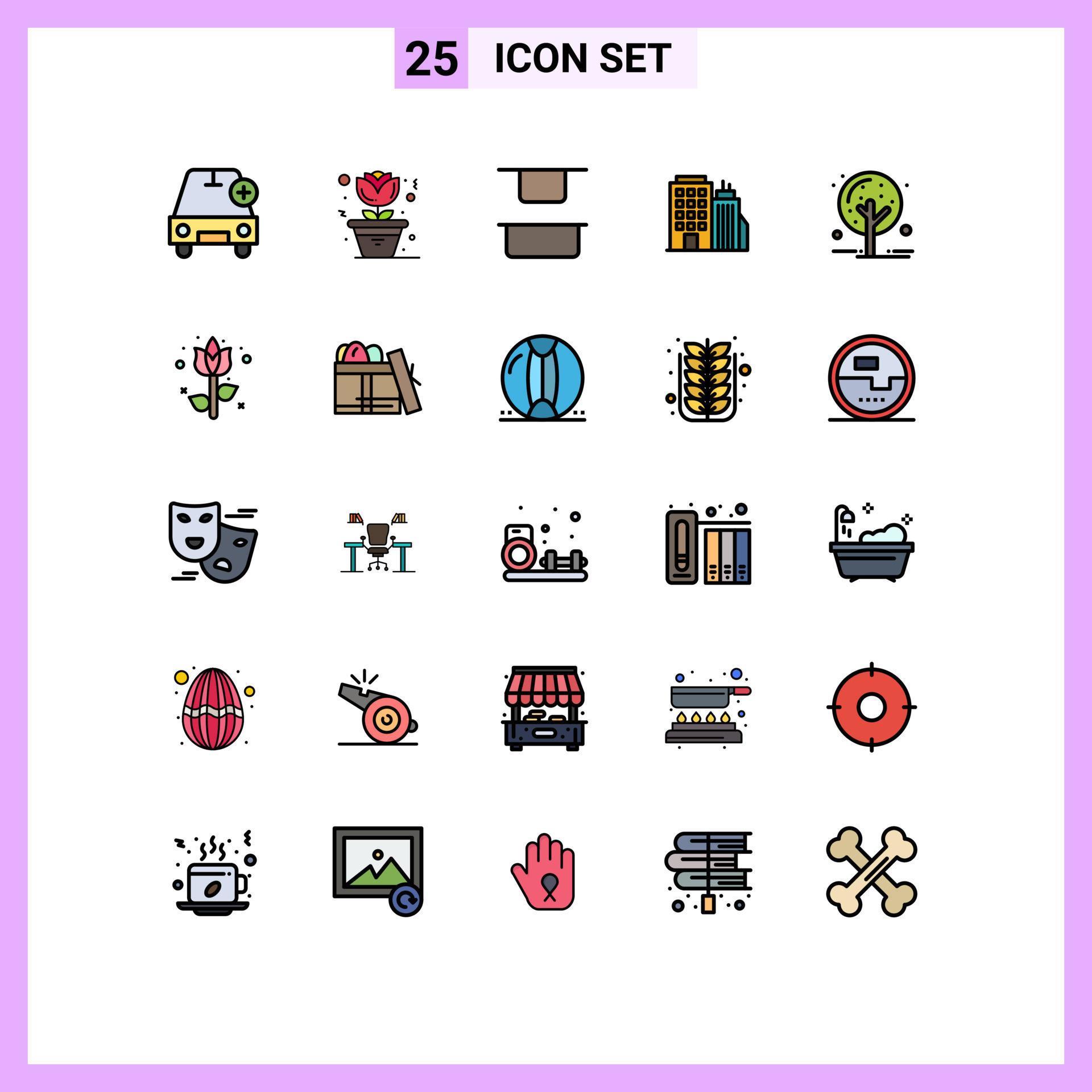 Pictogram Set Of 25 Simple Filled Line Flat Colors Of Plant Autumn Distribute Headoffice Office