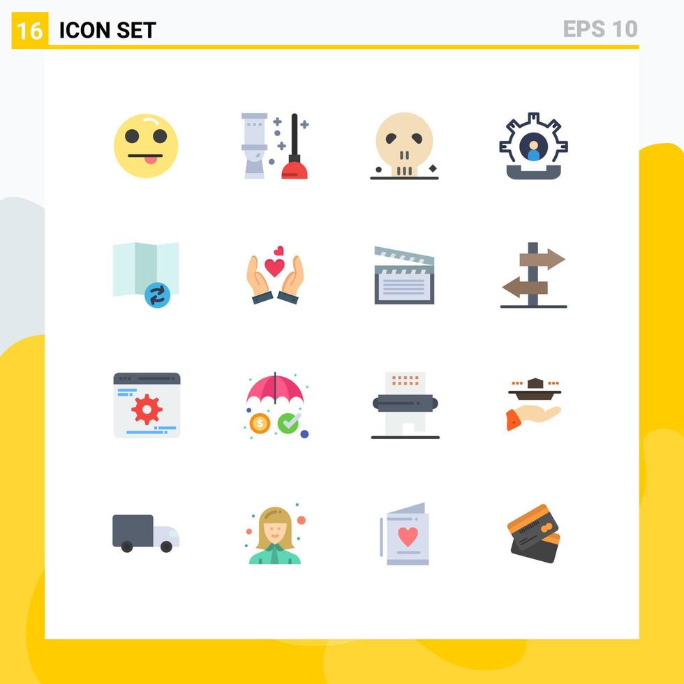 16 Universal Flat Colors Set For Web And Mobile Applications Sync Process Head Phone Contact