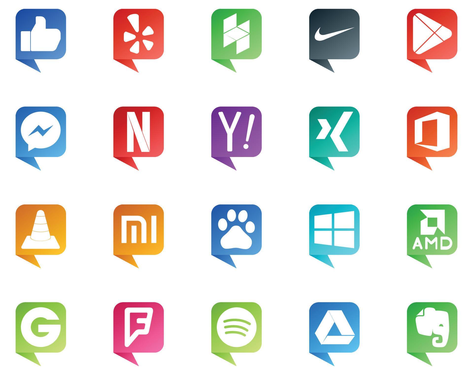 20 Social Media Speech Bubble Style Logo like windows xiaomi yahoo player vlc 19660296 Vector ...