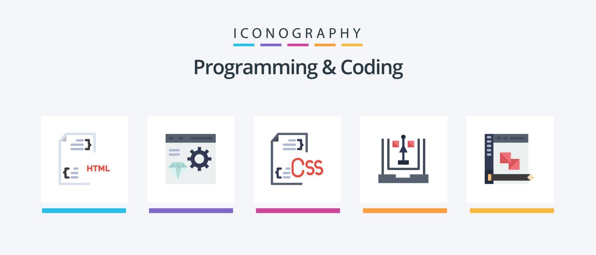 Programming And Coding Flat 5 Icon Pack Including development. coding ...