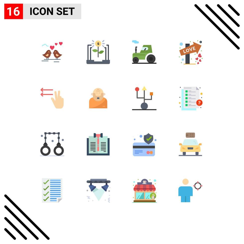 User Interface Pack Of 16 Basic Flat Colors Of Fingers Sign Investment