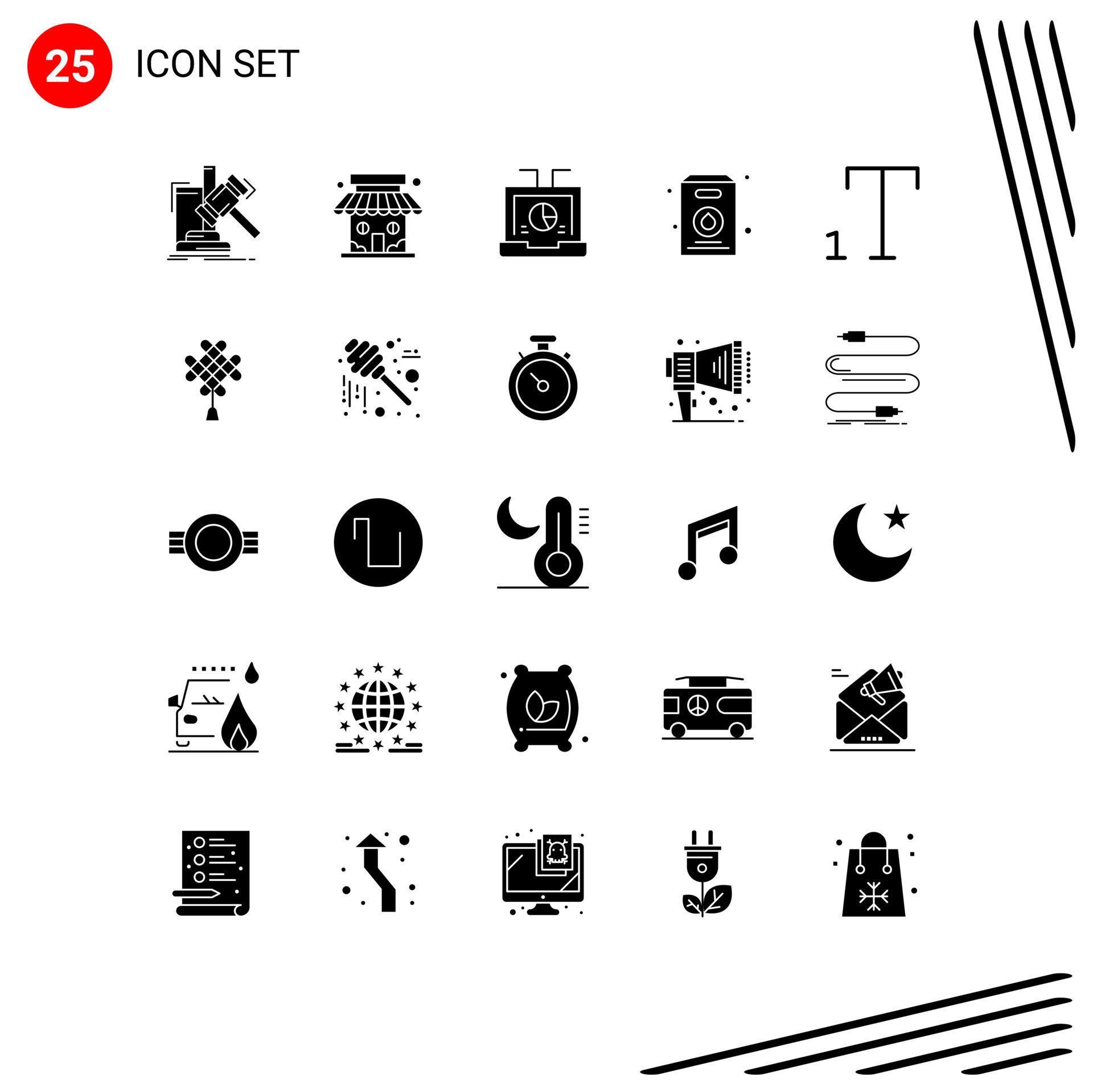 Editable Vector Line Pack Of 25 Simple Solid Glyphs Of Font Pack Store