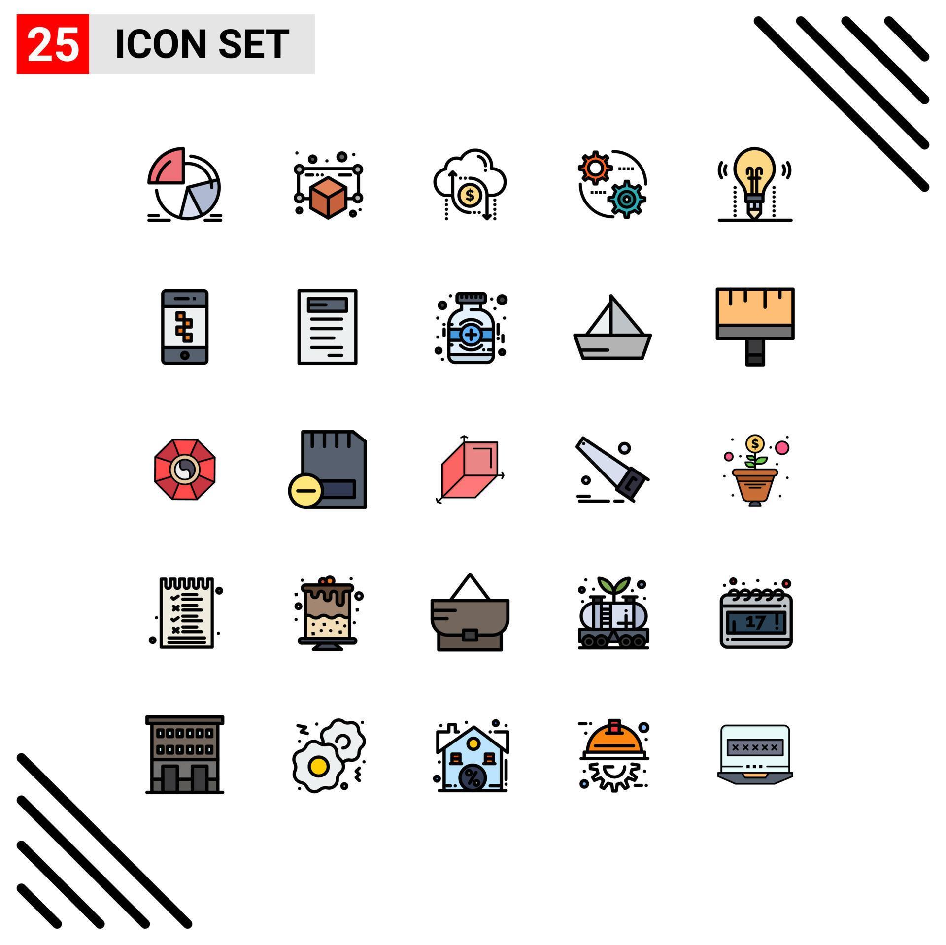 Pictogram Set of 25 Simple Filled line Flat Colors of setting setting ...