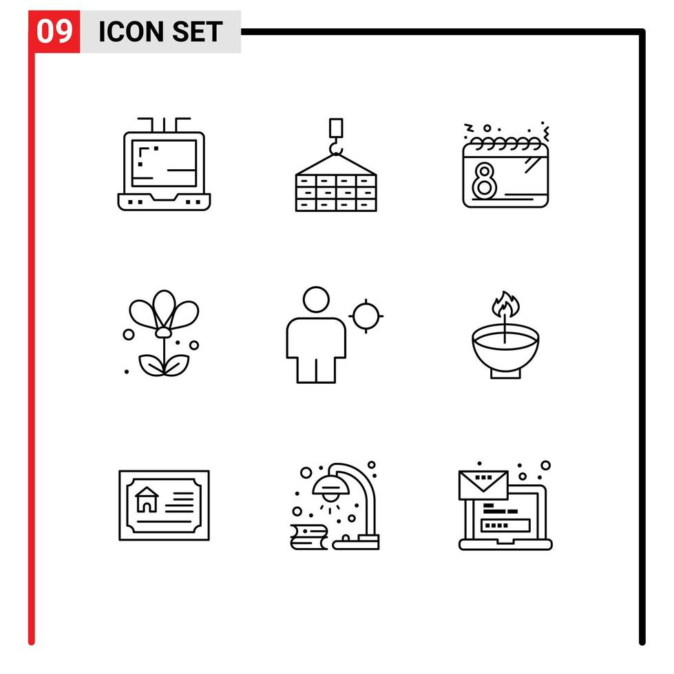 Conjunto De 9 9 Vector Contornos En Cuadrícula Para Humano Avatar Plan