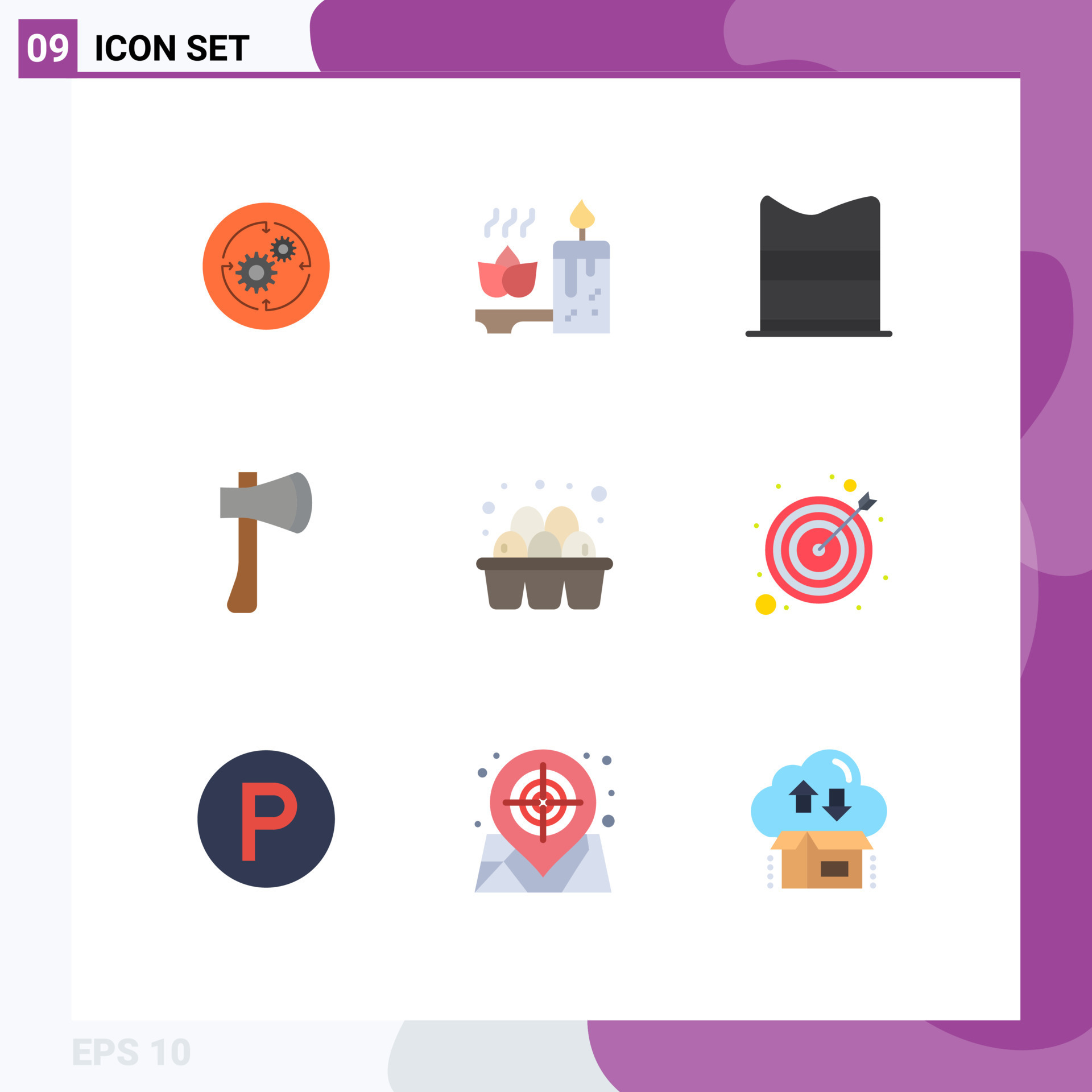 Set Of 9 Modern Ui Icons Symbols Signs For Building Axe Spa Ax Tool Web Editable Vector Design