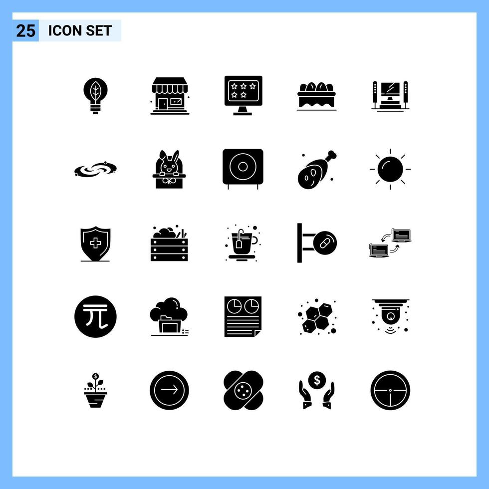 Set Of 25 Vector Solid Glyphs On Grid For Cpu Computing Monitor Computer Easter Editable Vector