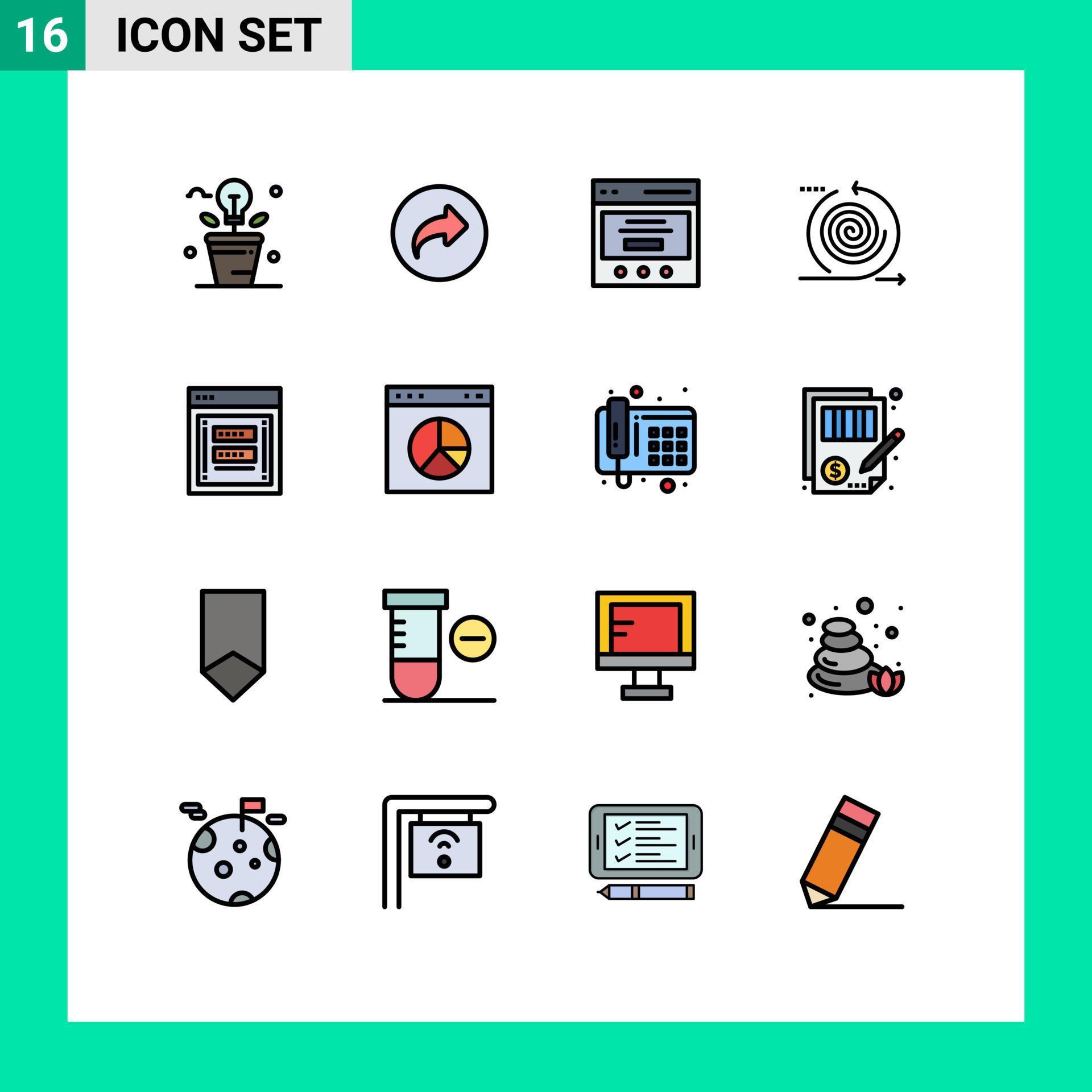 Group Of 16 Modern Flat Color Filled Lines Set For Product Iteration Ui