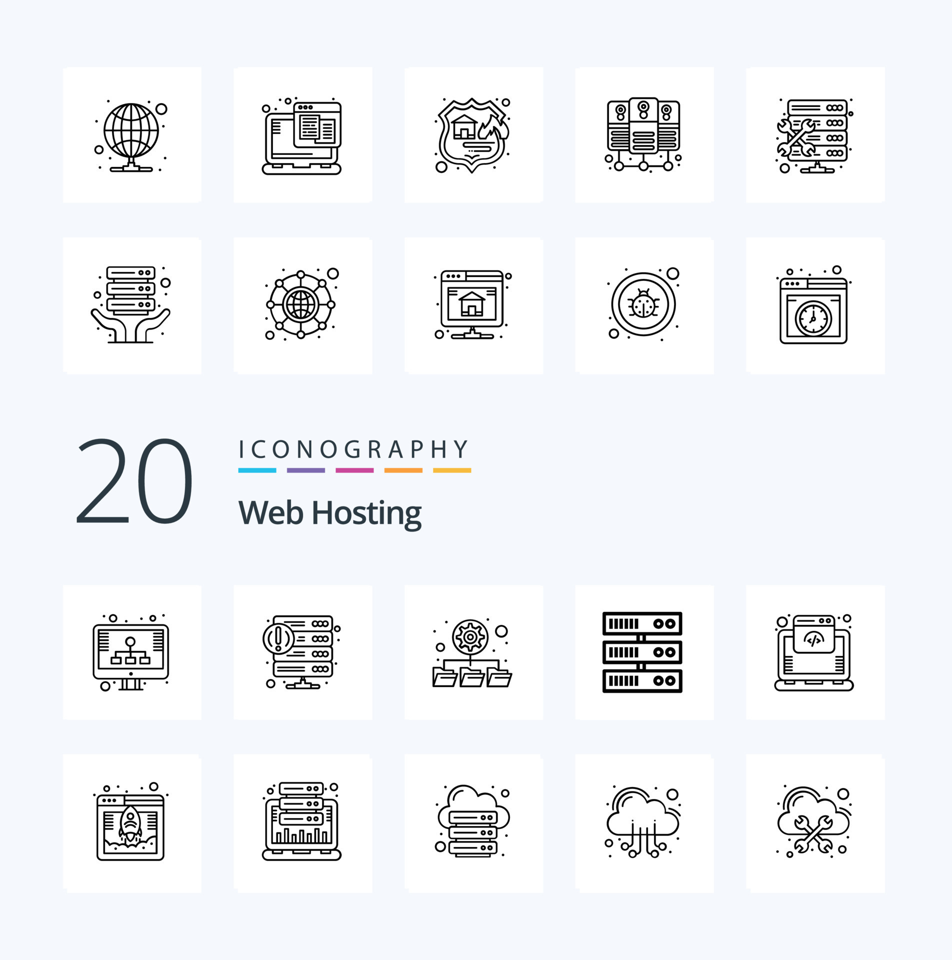 20 Web Hosting Line Icon Pack Like Internet Server Web Datacenter 19663542 Vector Art At Vecteezy