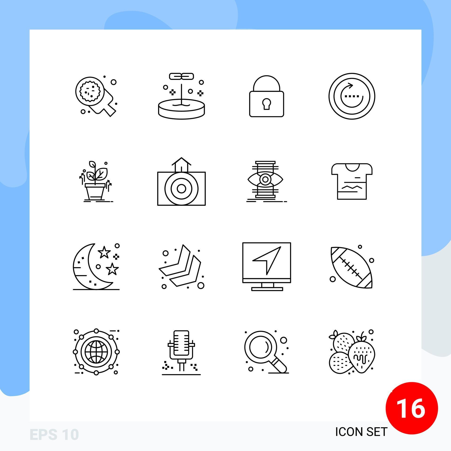Group Of 16 Outlines Signs And Symbols For Ui Reload Science Refresh Login Editable Vector