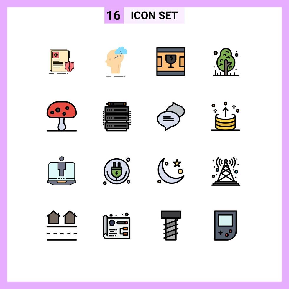 Set Of 16 Vector Flat Color Filled Lines On Grid For Tree Forest Idea