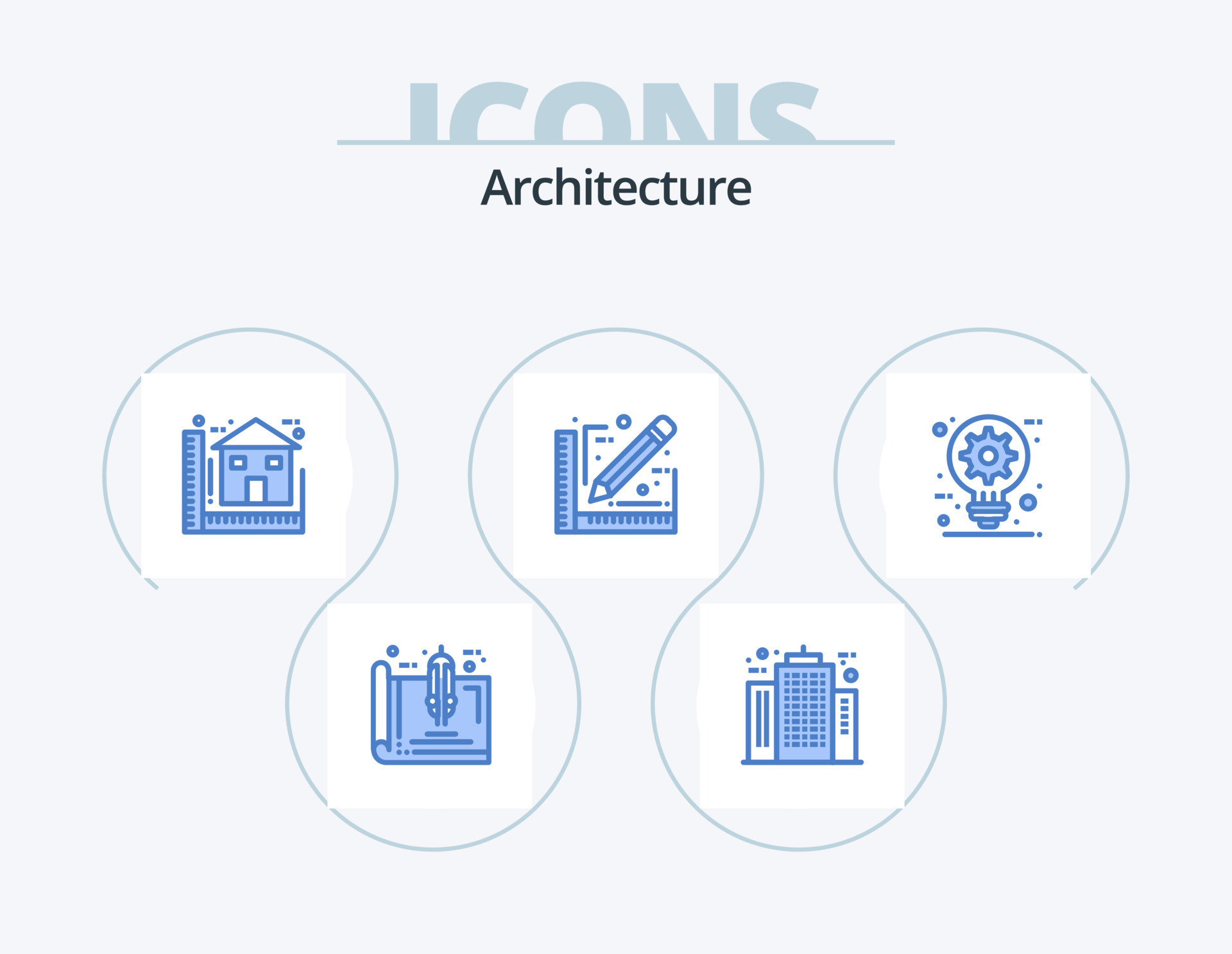 Architecture Blue Icon Pack 5 Icon Design. document. architect. company ...