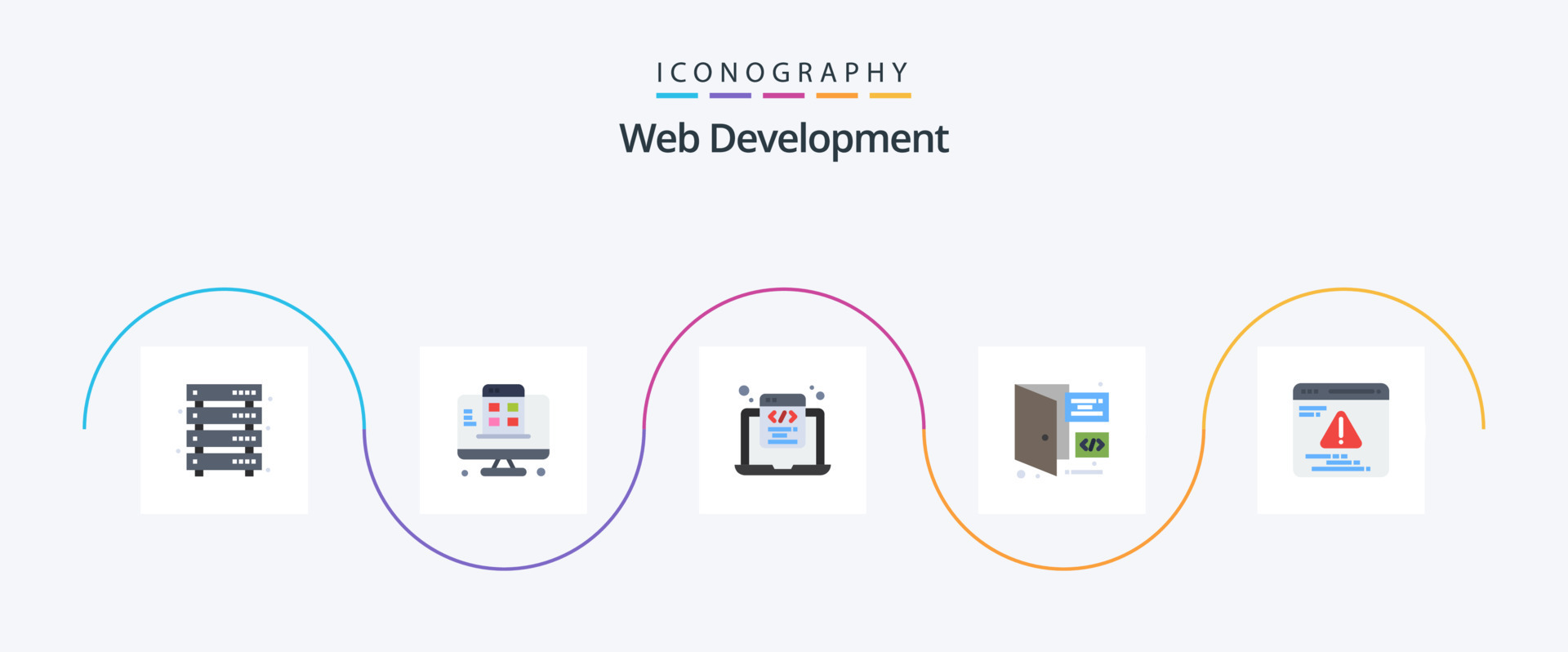 Web Development Flat 5 Icon Pack Including Page Coding App Browser Programming 19664119