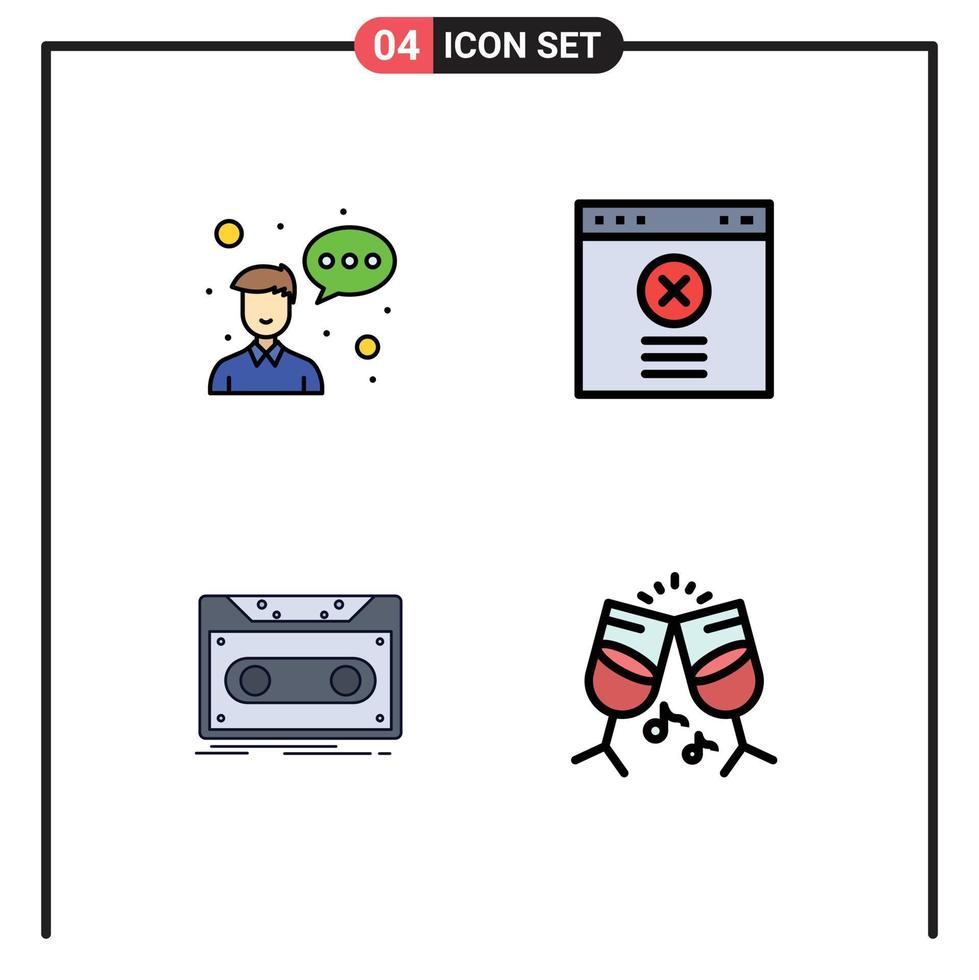 Mobile Interface Filledline Flat Color Set of 4 Pictograms of avatar ... Mobile Interface Filledline Flat Color Set of 4 Pictograms of avatar ...