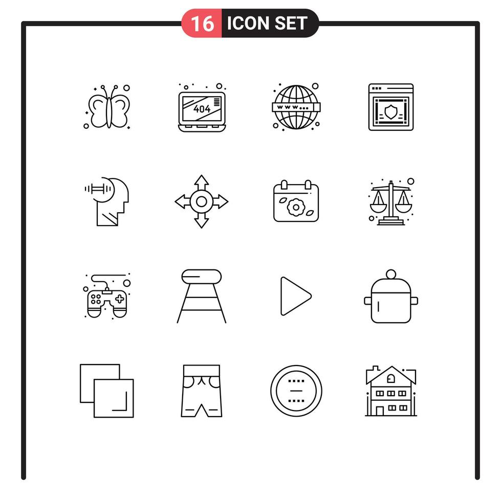 Set Of 16 Vector Outlines On Grid For Brian Shield Web Security Password Editable Vector Design