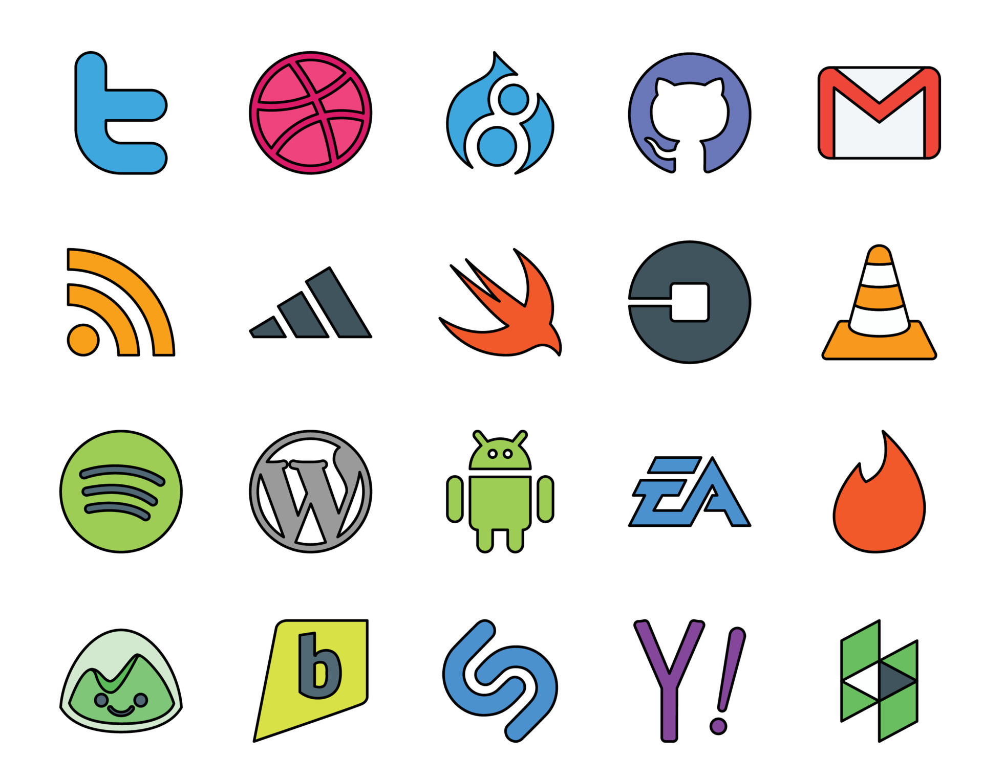 20 Social Media Icon Pack Including spotify media rss vlc car 19664607 ...