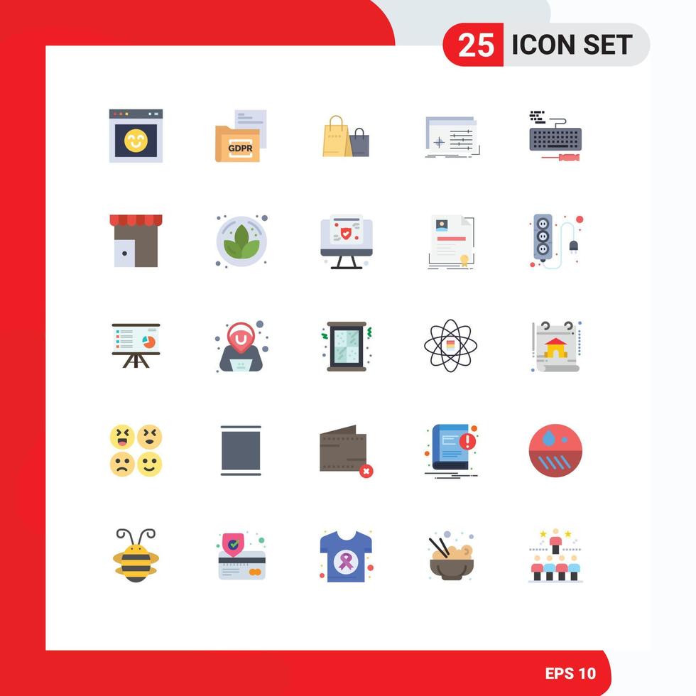 Set of 25 Modern UI Icons Symbols Signs for software processing gdpr ...