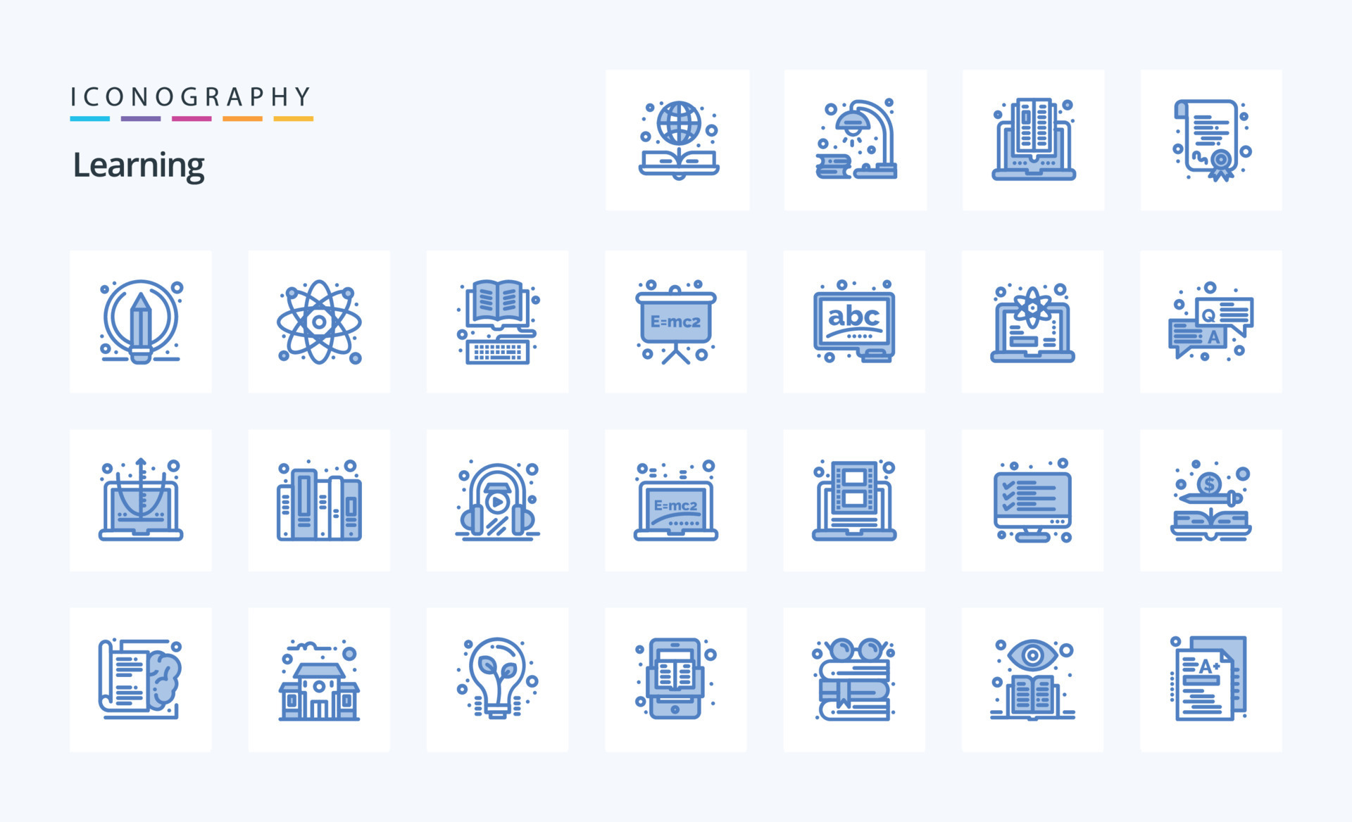 25 Learning Blue icon pack 19665037 Vector Art at Vecteezy