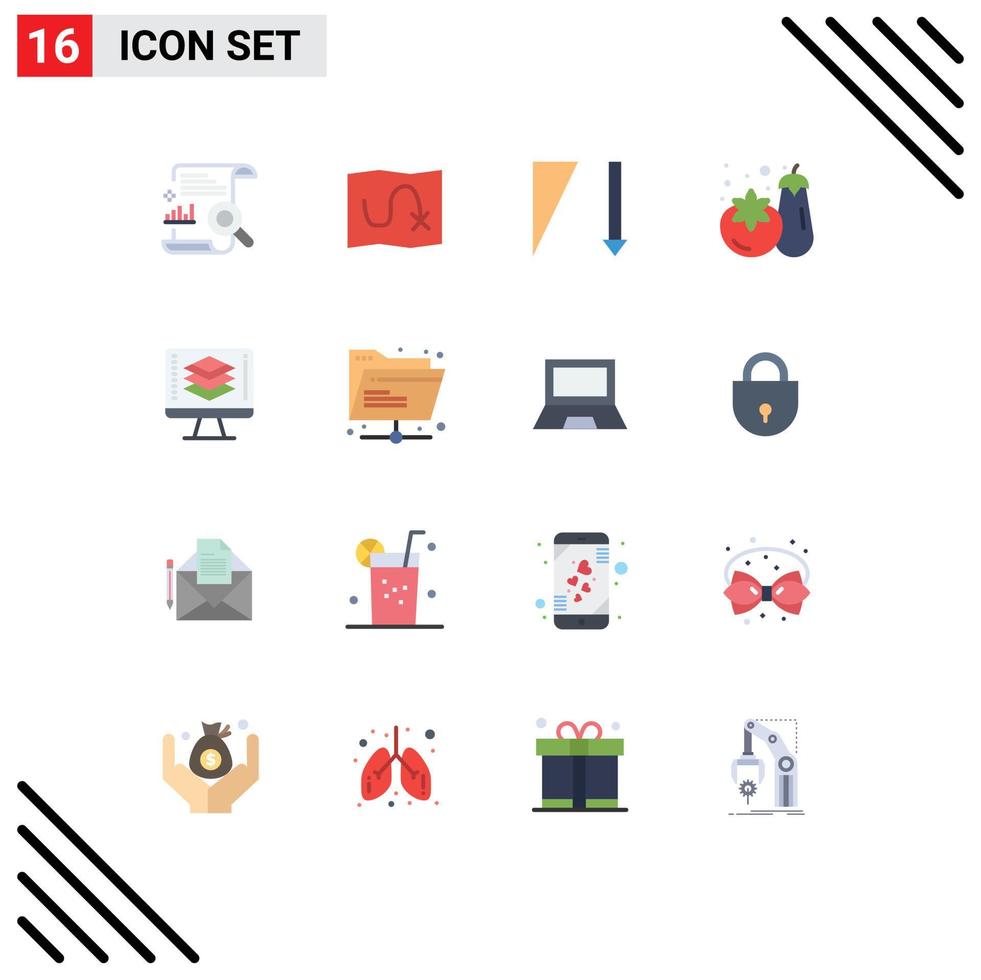 16 User Interface Flat Color Pack Of Modern Signs And Symbols Of Screen