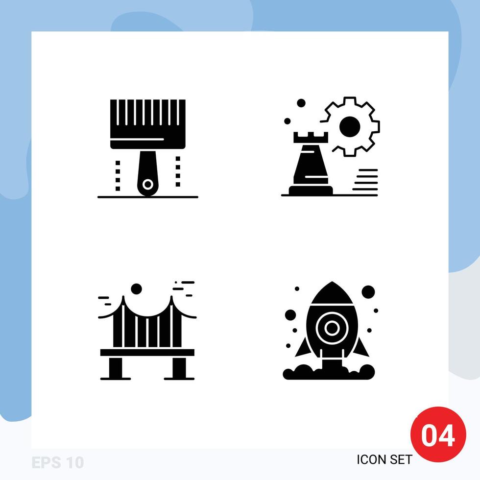 Group of 4 Solid Glyphs Signs and Symbols for coding config paintbrush business bridge Editable ...