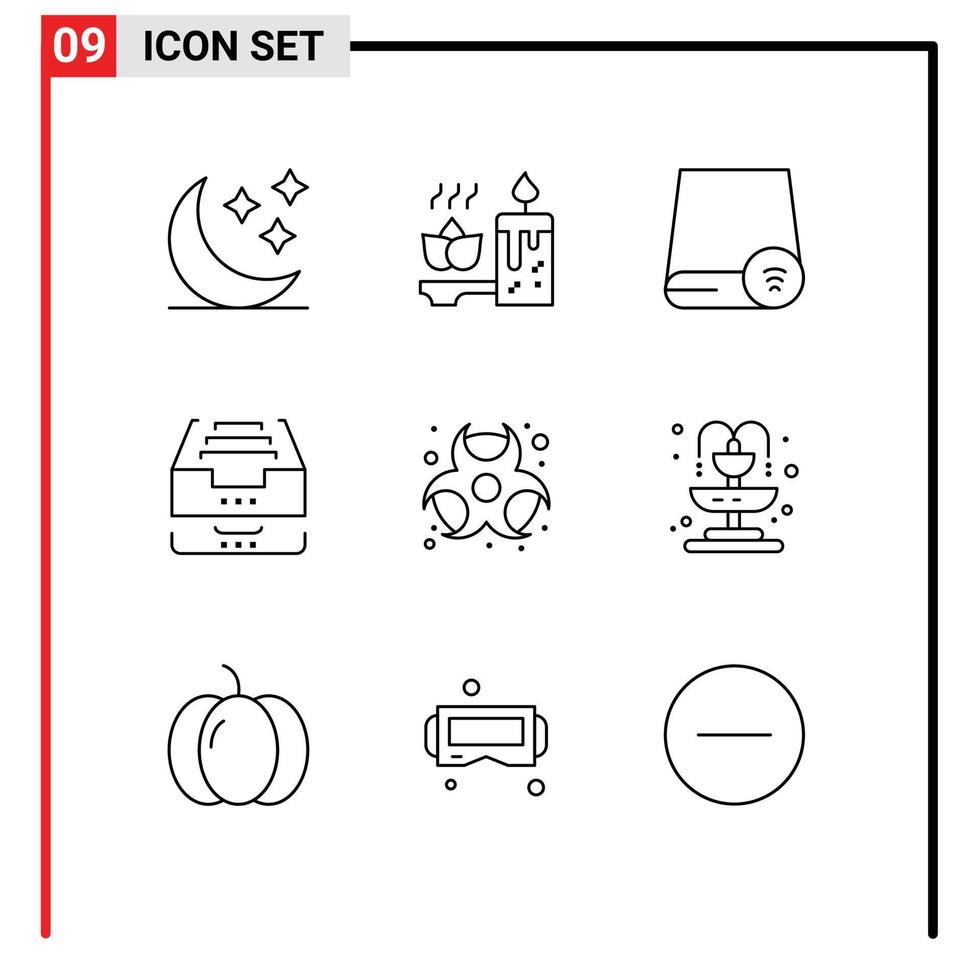 Set Of 9 Modern Ui Icons Symbols Signs For File Data Computers Box Hardware Editable Vector