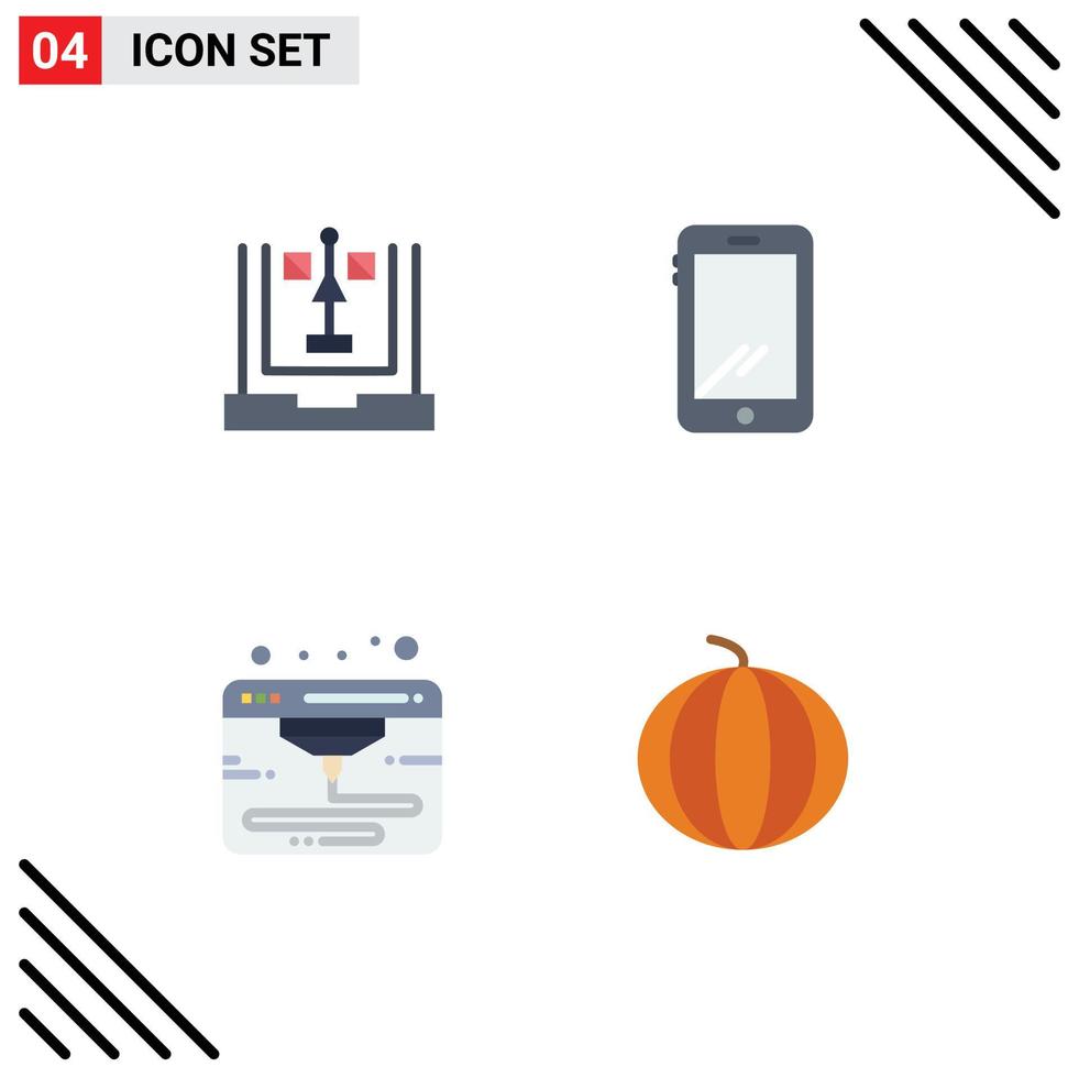 Set of 4 Vector Flat Icons on Grid for coding iphone flowchart smart ...