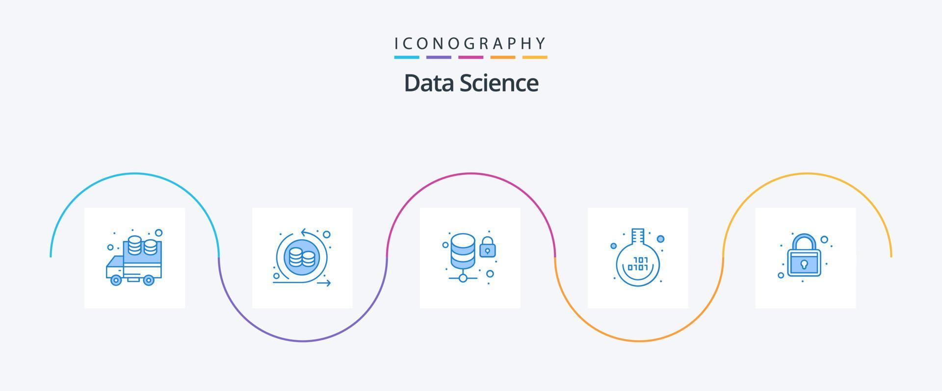 Data Science Blue 5 Icon Pack Including rack. lock. lock. binary code ...